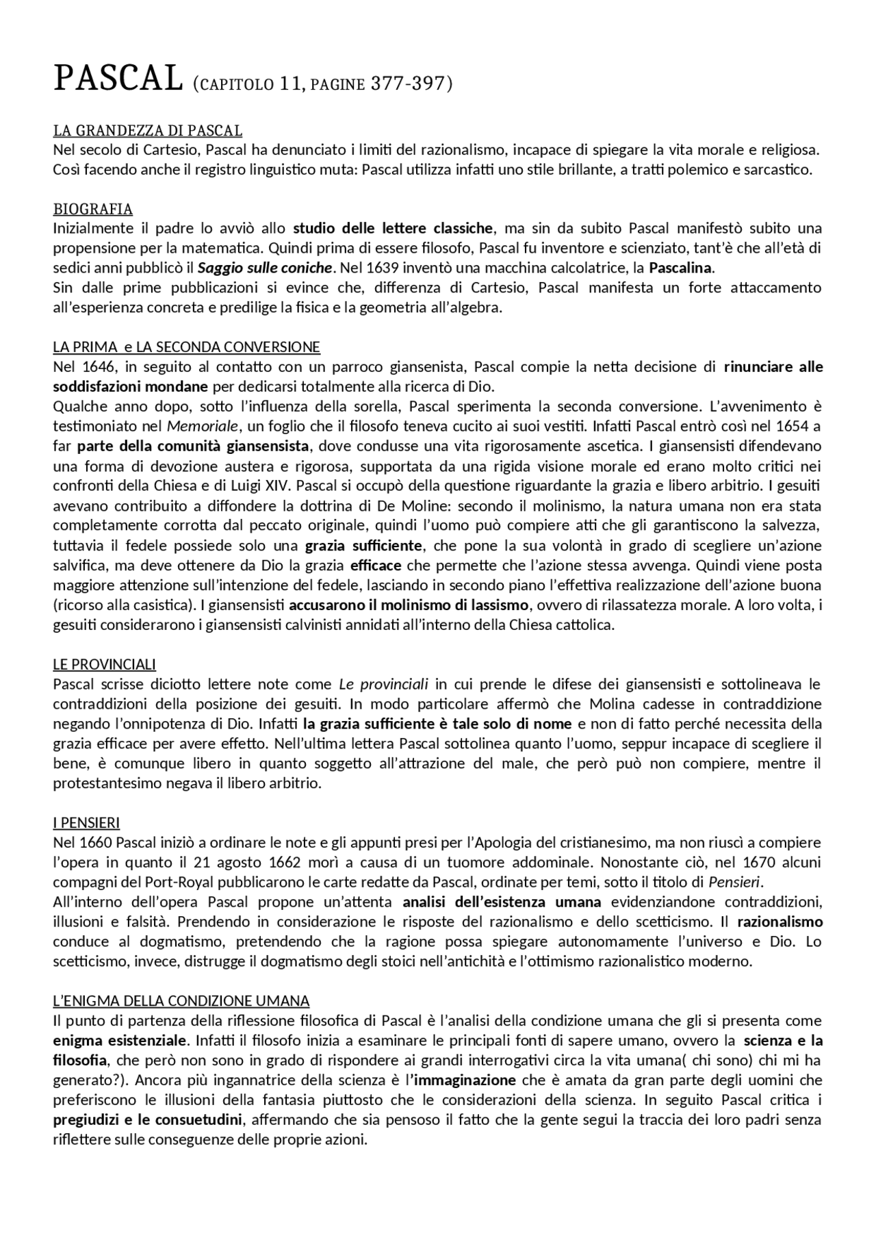 Pensiero Filosofico Di Pascal Docsity