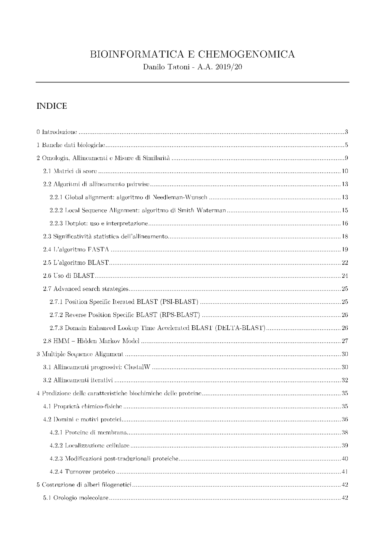 Bioinformatica e chemogenomica | Dispense di Bioinformatica | Docsity