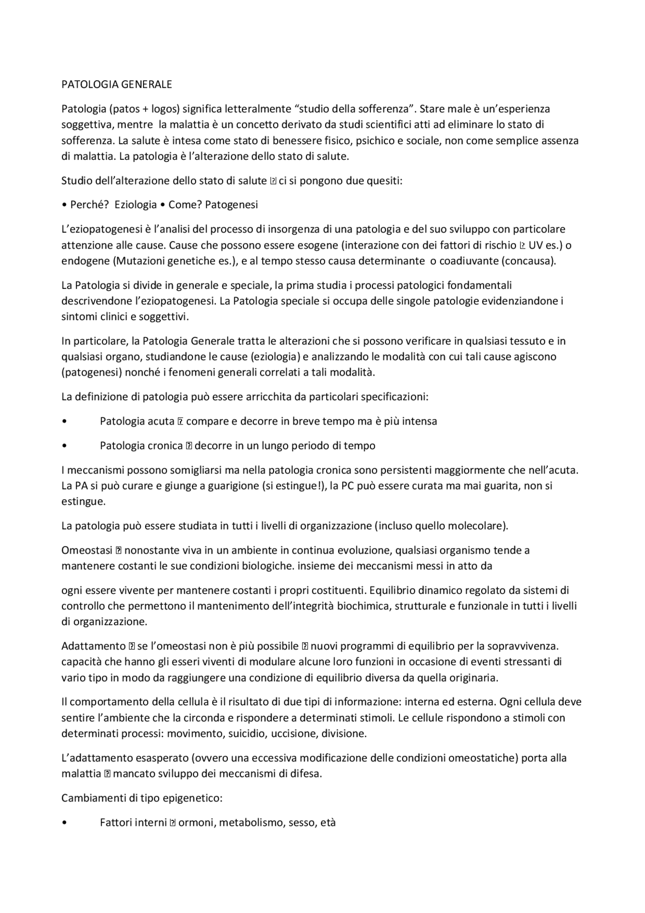 Patologia Generale Sintesi Docsity