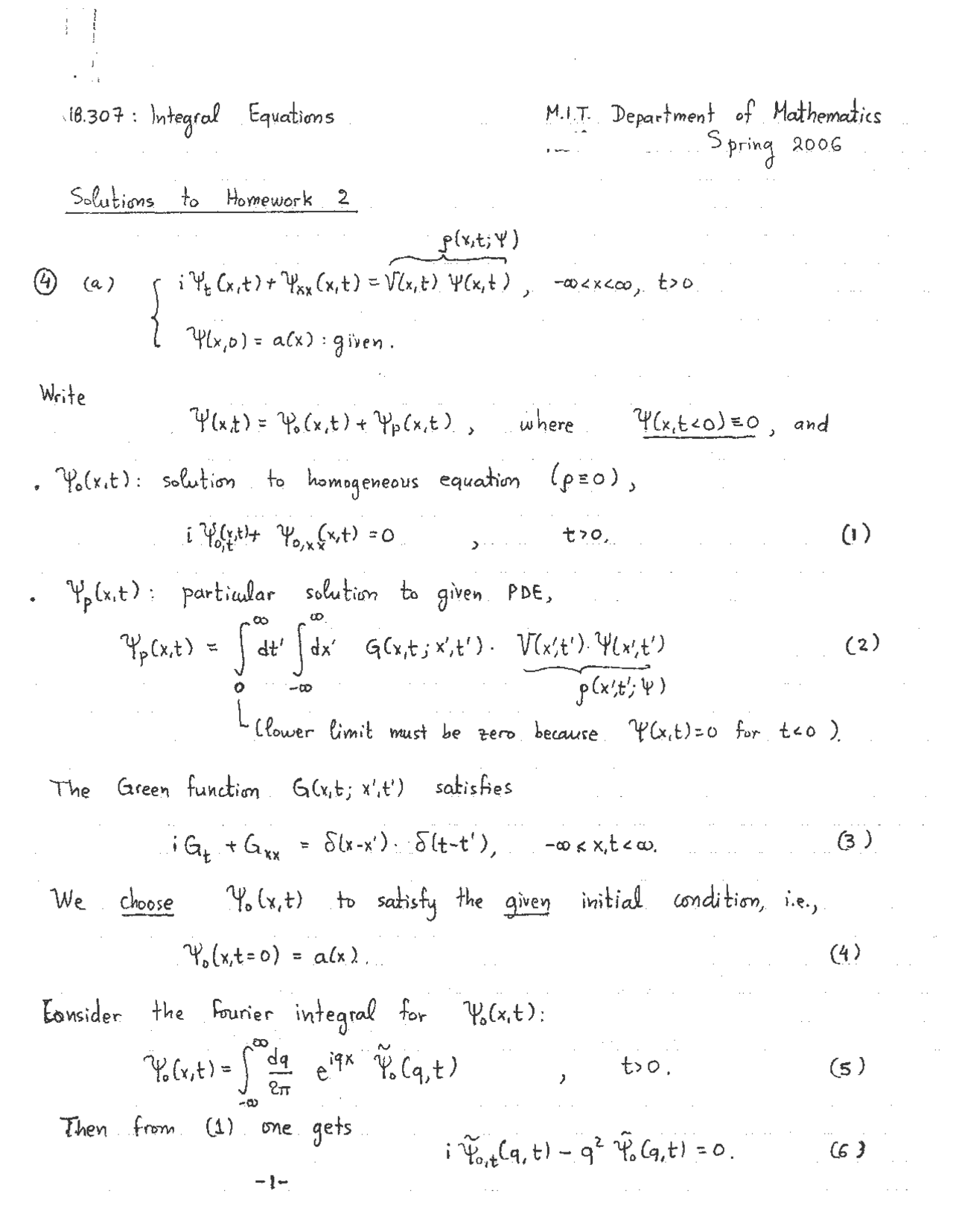 Integral Equations Handwritten Solutions to Homework 2 - Docsity