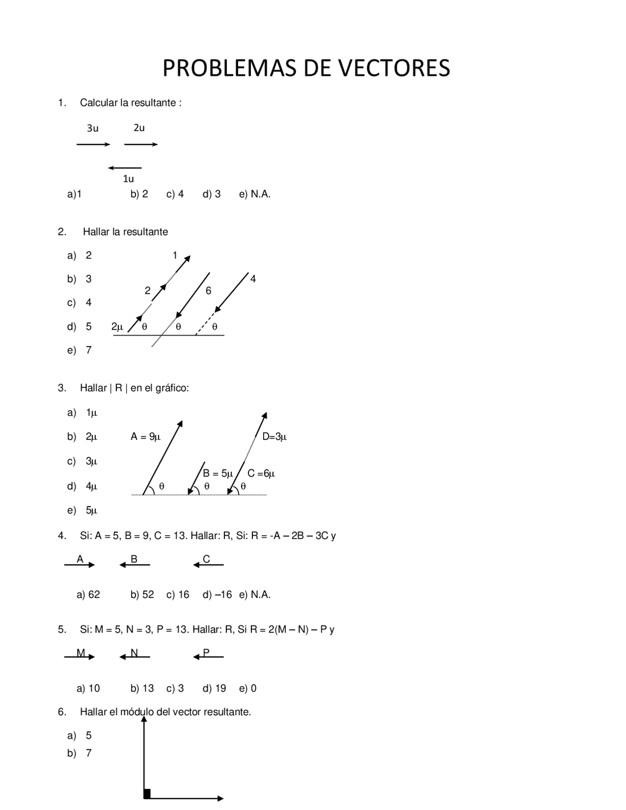 Problemas de Vectores , Ejercicios de Física - Docsity