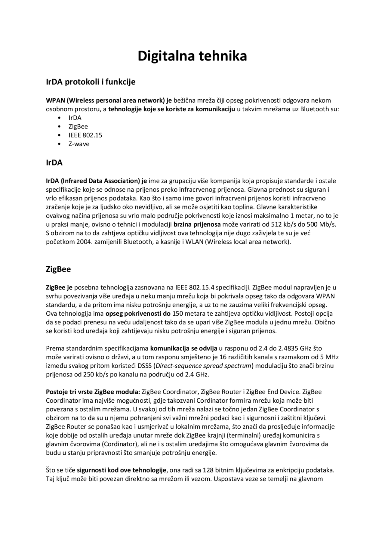 Komunikacija uređaja | Rezime' predlog Računarstvo i informatika - Docsity