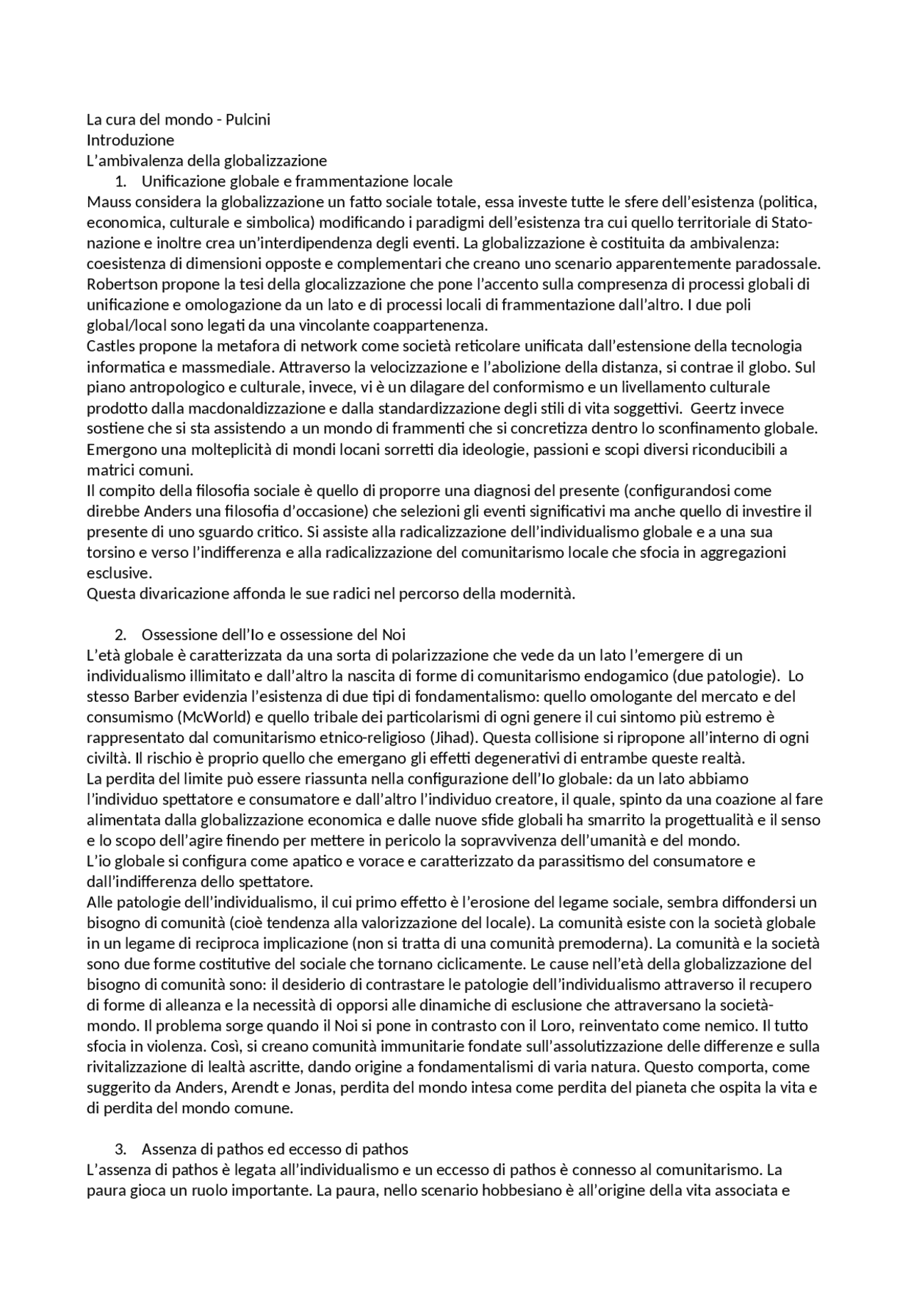 La Cura Del Mondo Di Pulcini Docsity