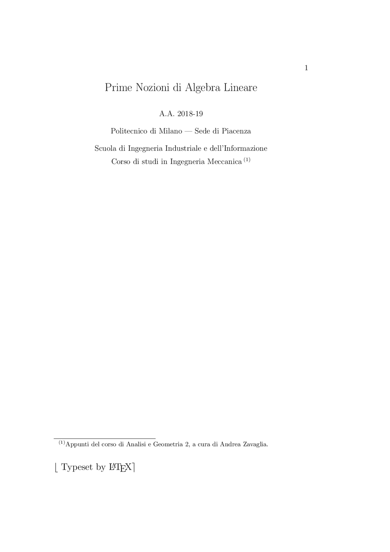 Algebra Lineare Analisi 2 Docsity