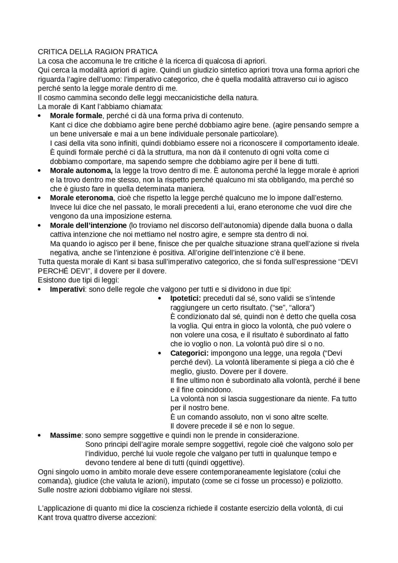 Critica Della Ragion Pratica E Del Giudizio Docsity