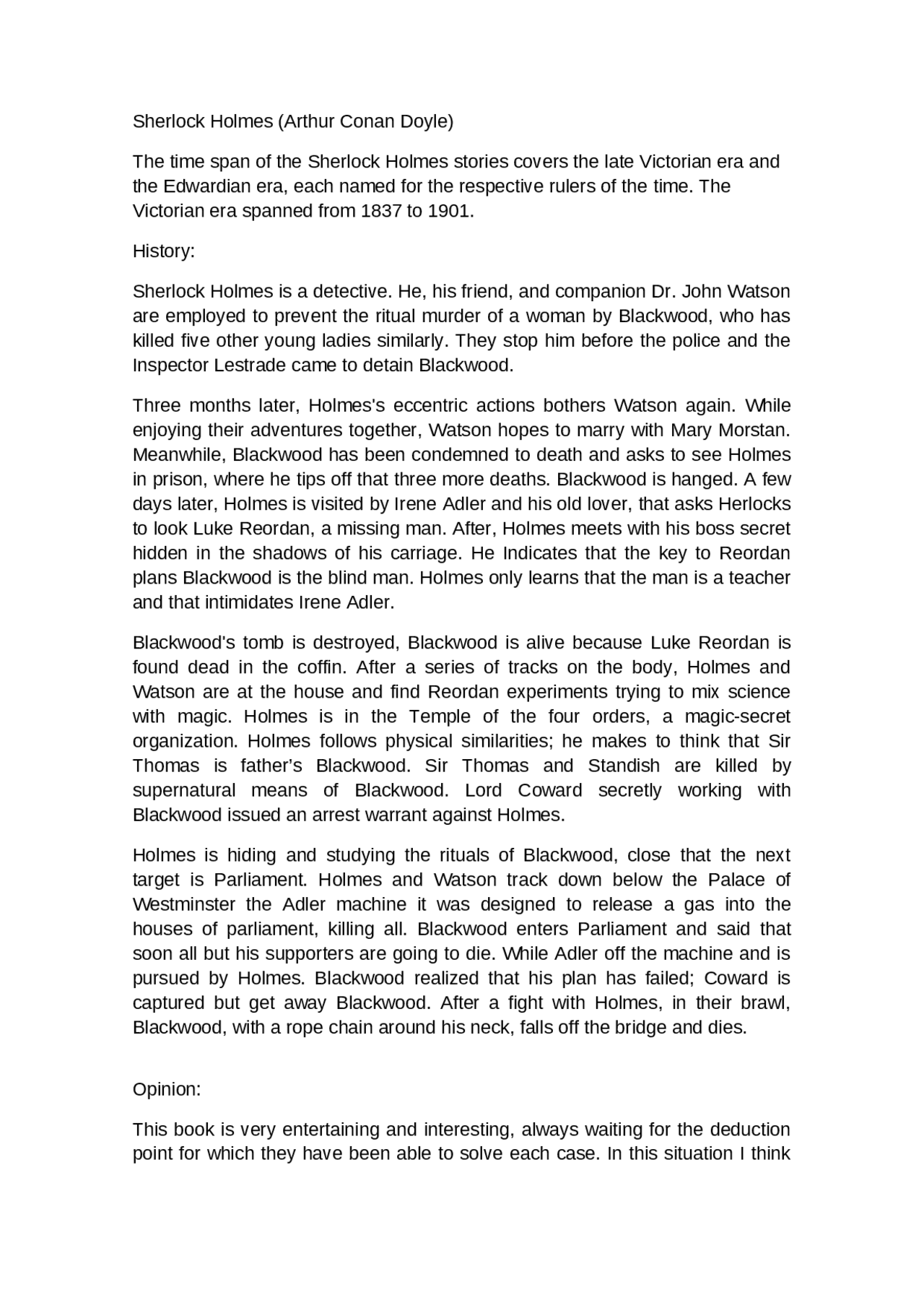 Sherlock Holmes Libro - Docsity