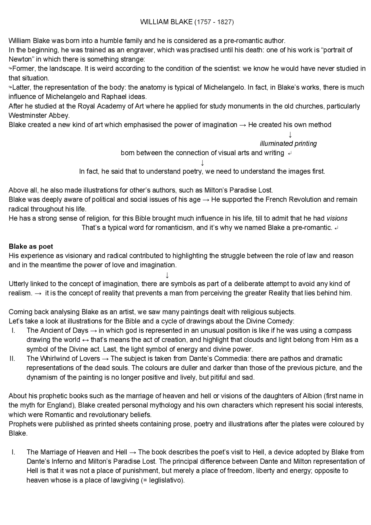 WILLIAM BLAKE BIOGRAPHY AND COMPOSITION - Docsity