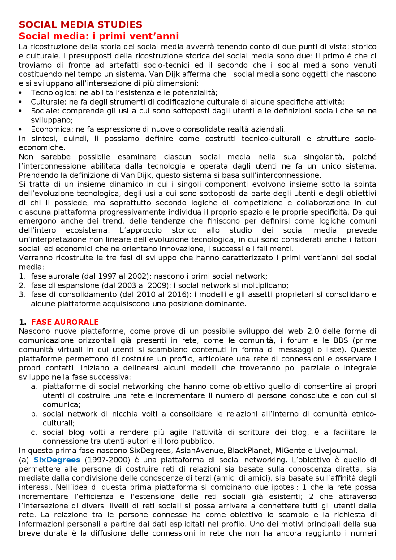 Social media studies | Appunti di Sociologia | Docsity