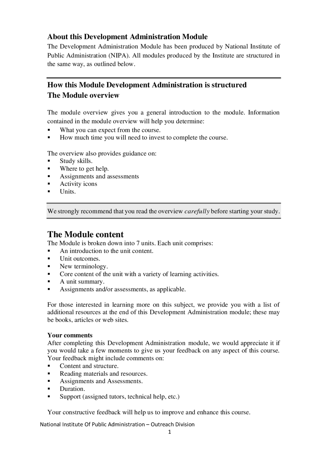 Development administration - Docsity