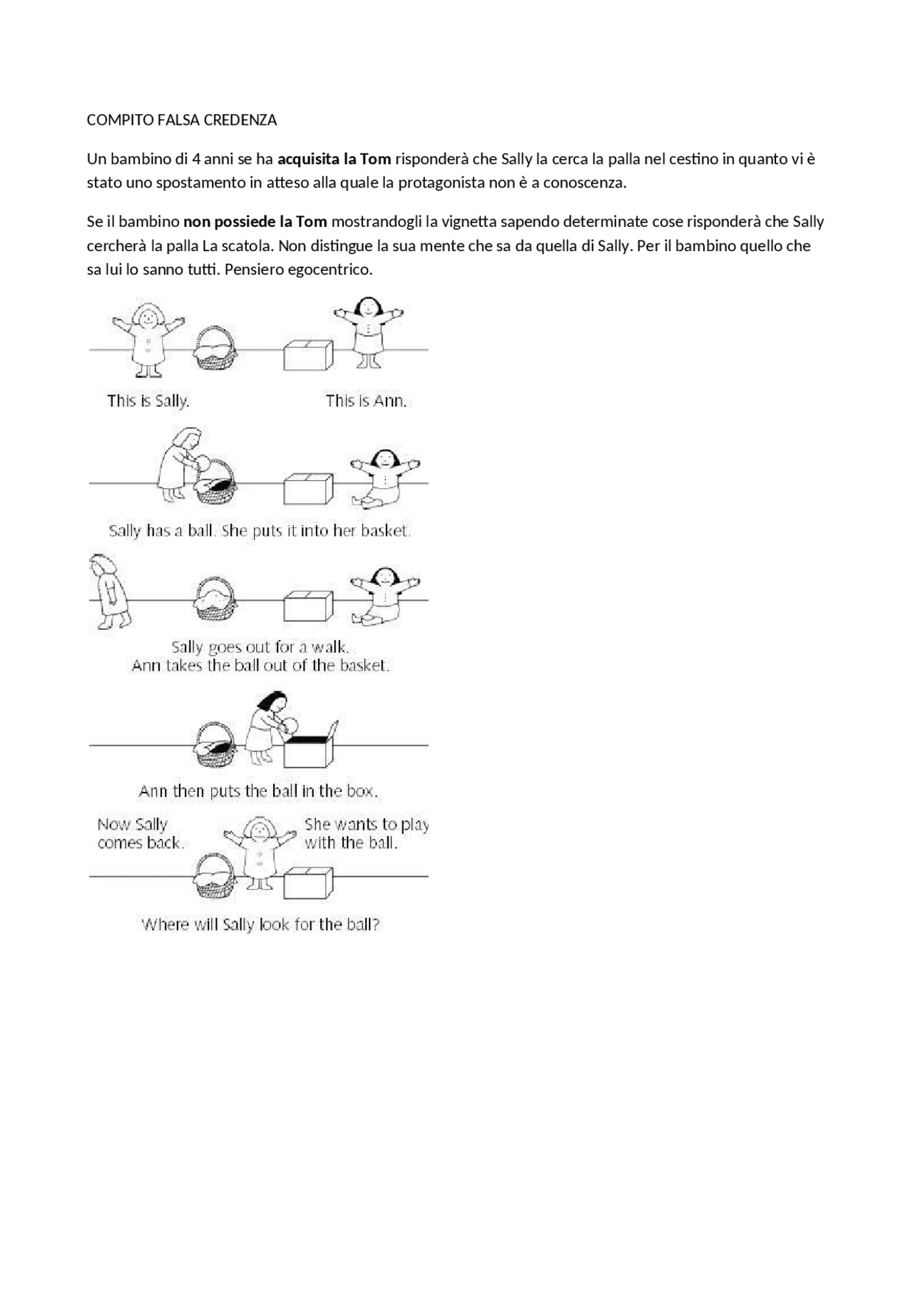 Compito Di Falsa Credenza Slide Di Psicologia Dello Sviluppo Docsity