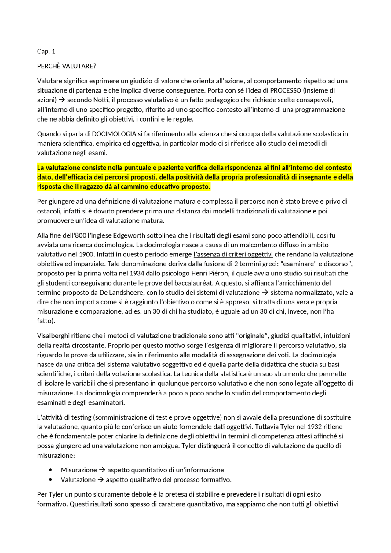 Valutazione Riassunto Docsity