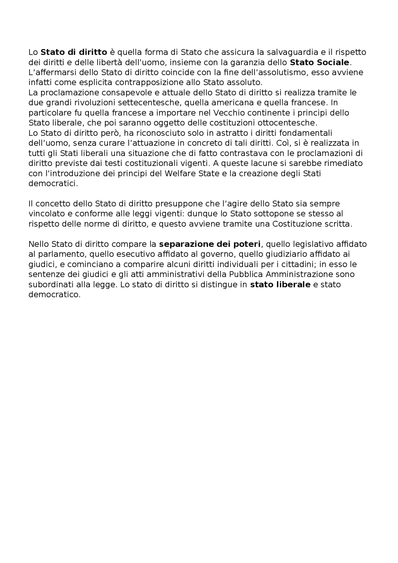Lo stato di diritto e stato sociale | Appunti di Legislazione sanitaria ...