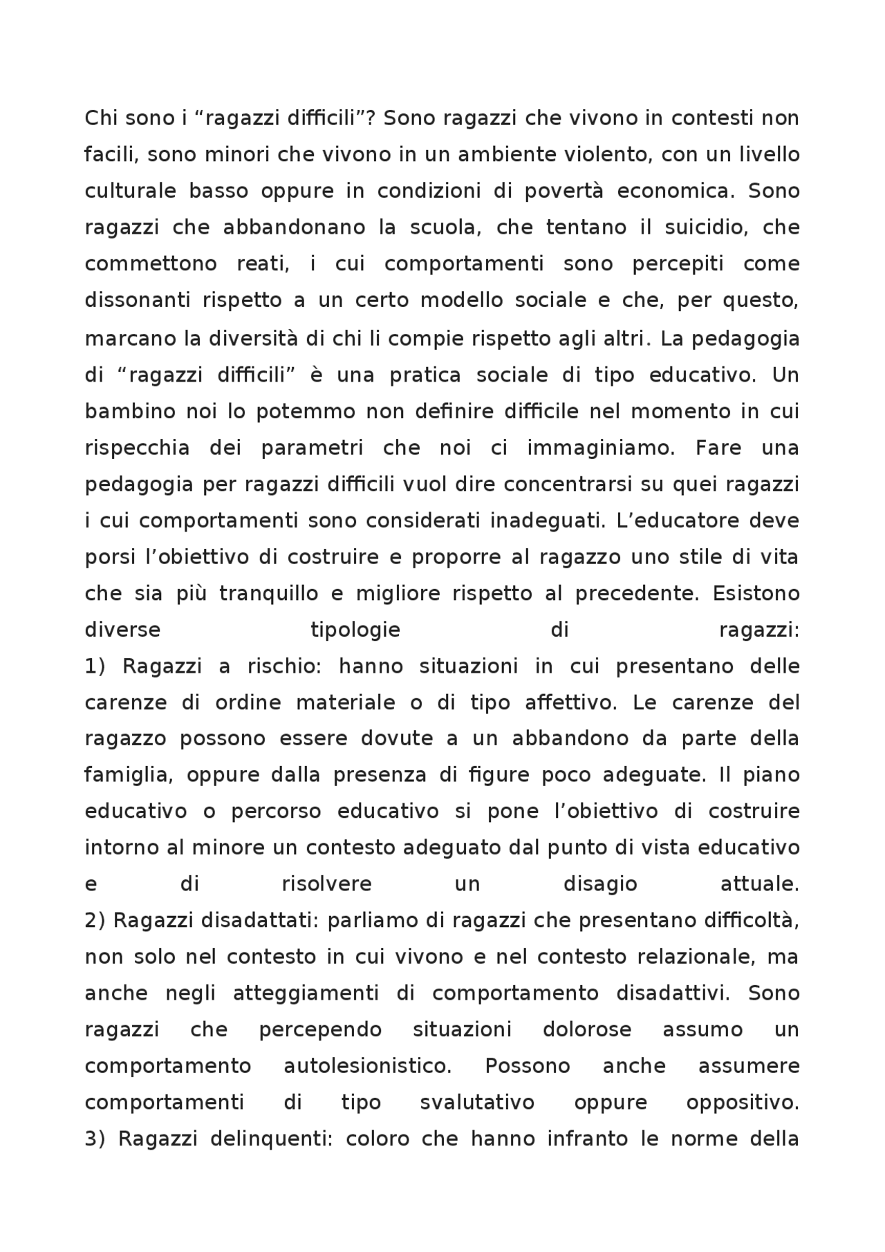 Riassunto Ragazzi Difficili Docsity