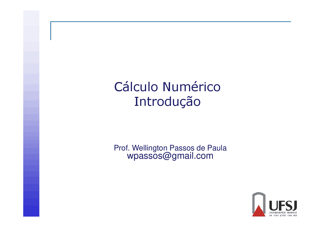 Cálculo Numérico - Introdução | Notas de aula Cálculo | Docsity