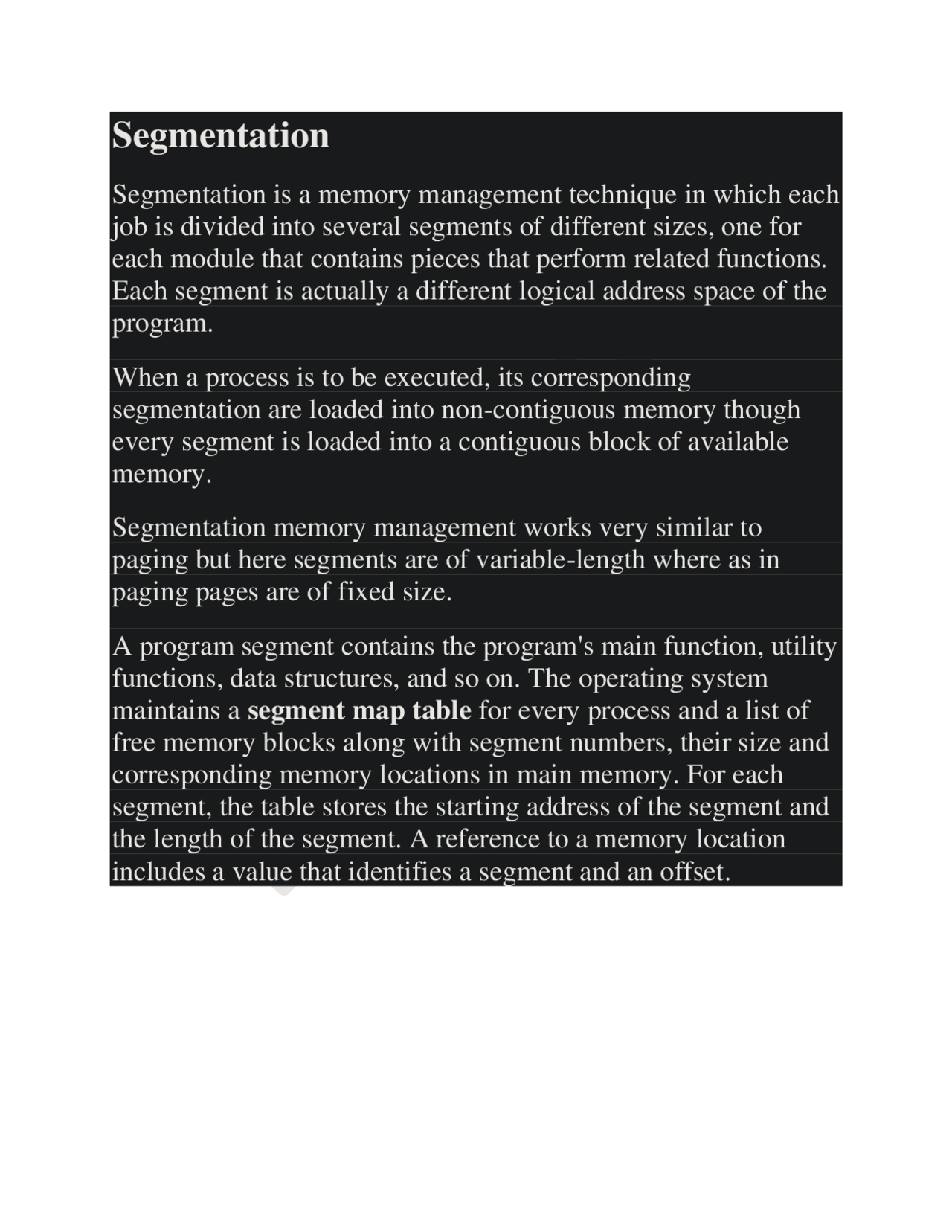 Segmentation In Operating System Docsity