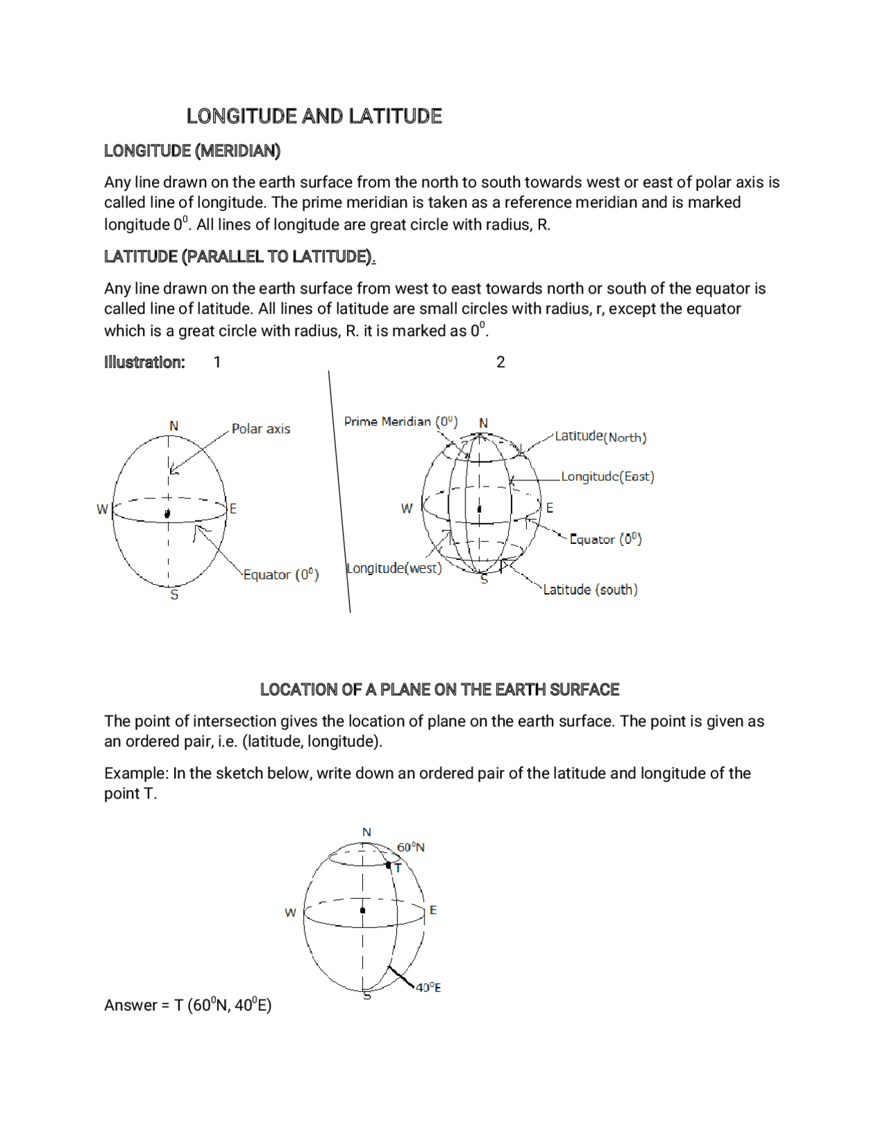 Teaching on longitude and latitude for senior secondary School. - Docsity