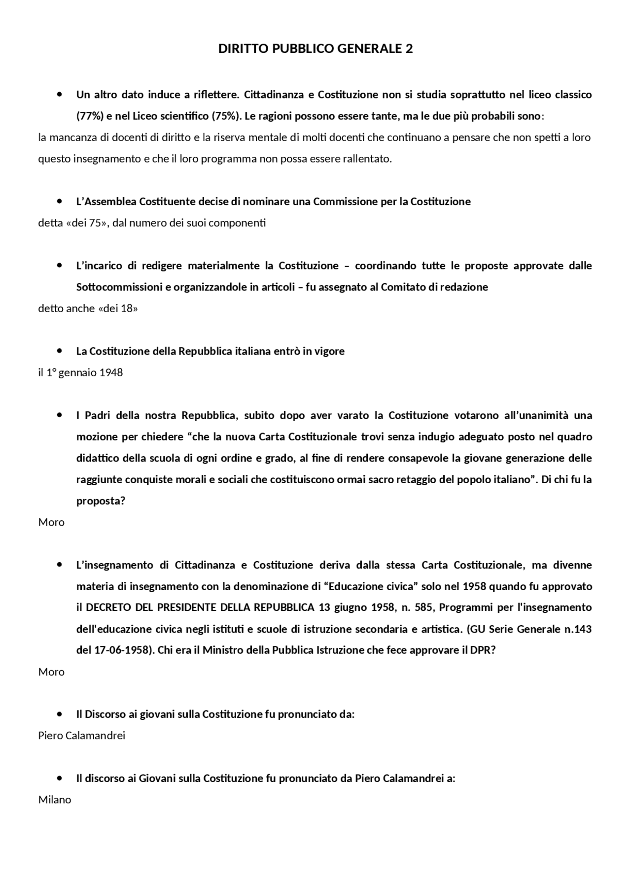 Paniere "diritto pubblico generale 2" eCampus 2023 | Panieri di Diritto ...