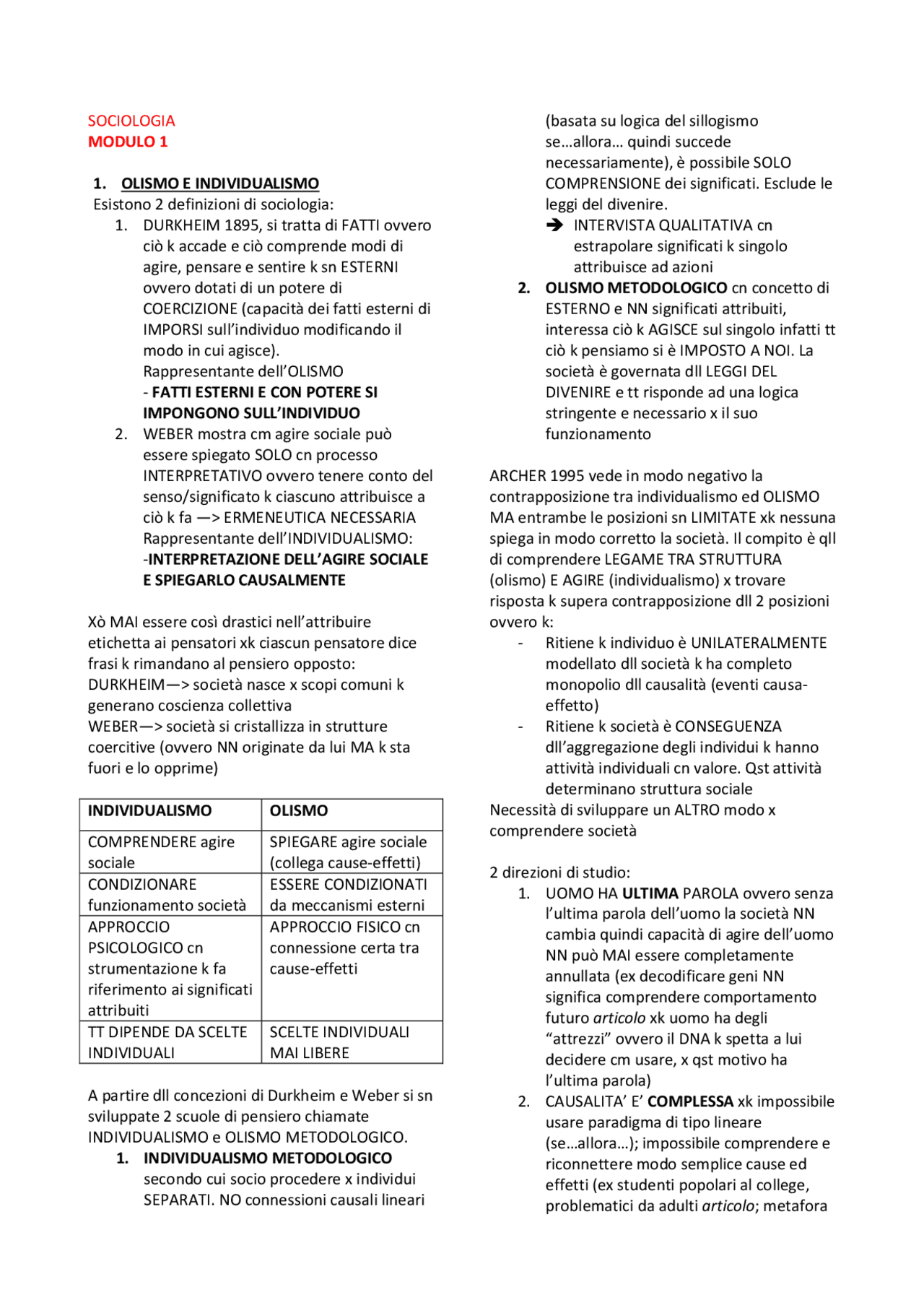 Modulo 1 Sociologia Carrà - Appunti + riassunto - Docsity