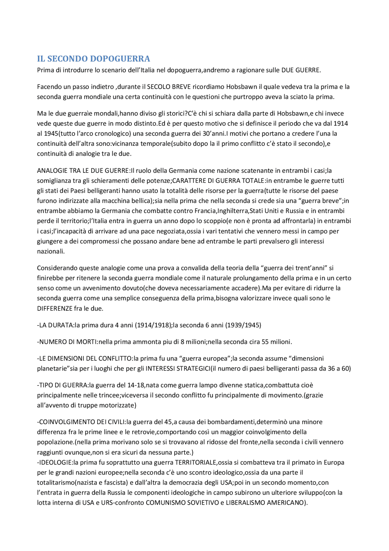 Il Secondo Dopoguerra Docsity