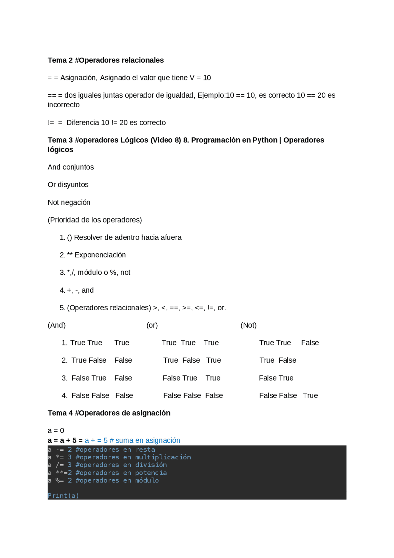 Inicios de la programción en python - Docsity