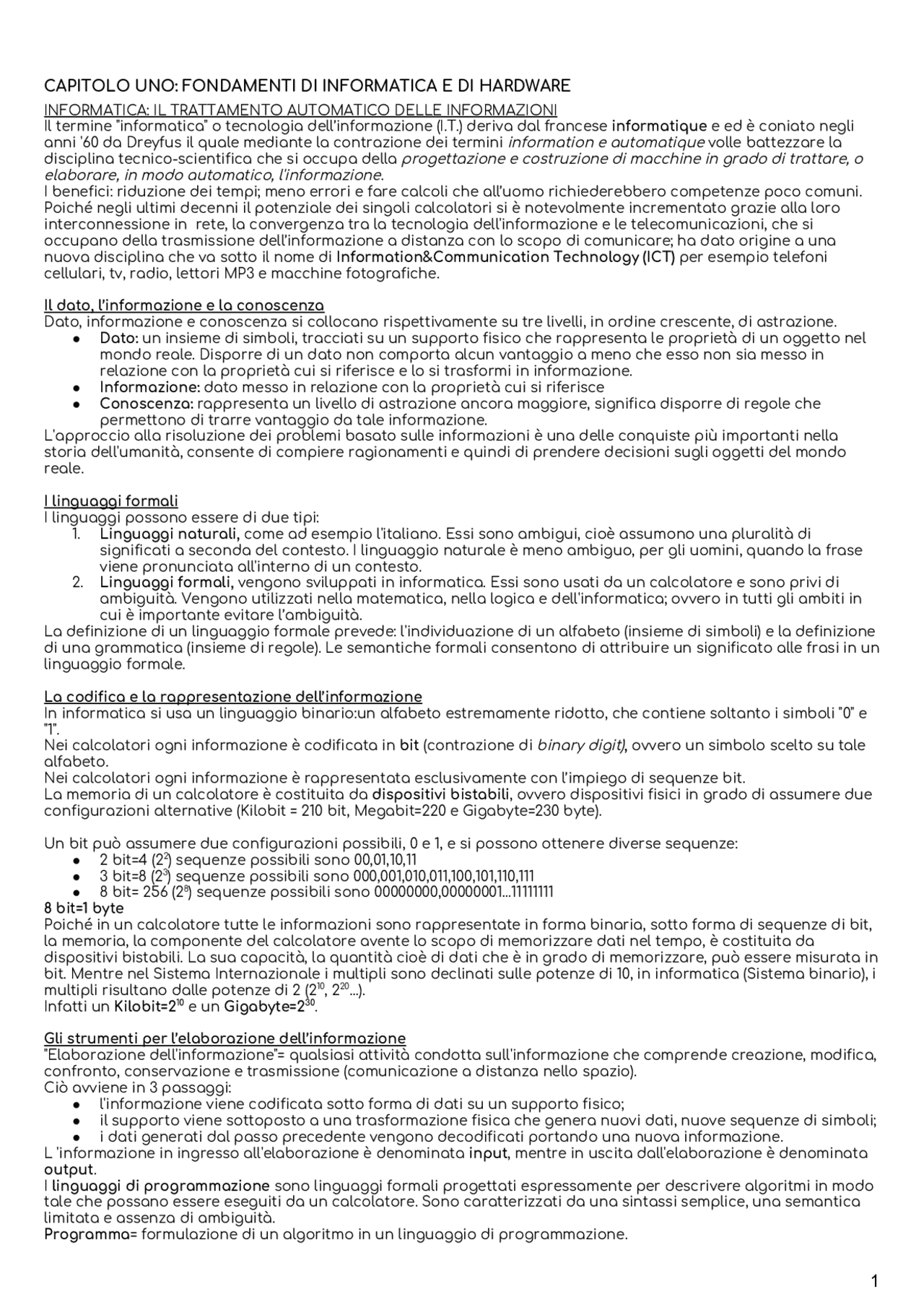 Informatica Umanistica - Docsity