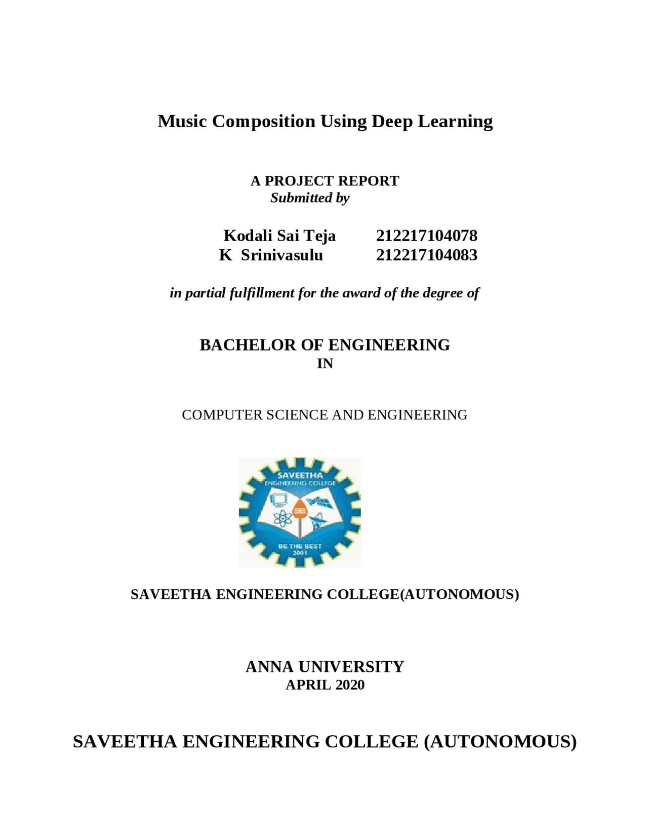 Music Composition Using Deep Learning Docsity