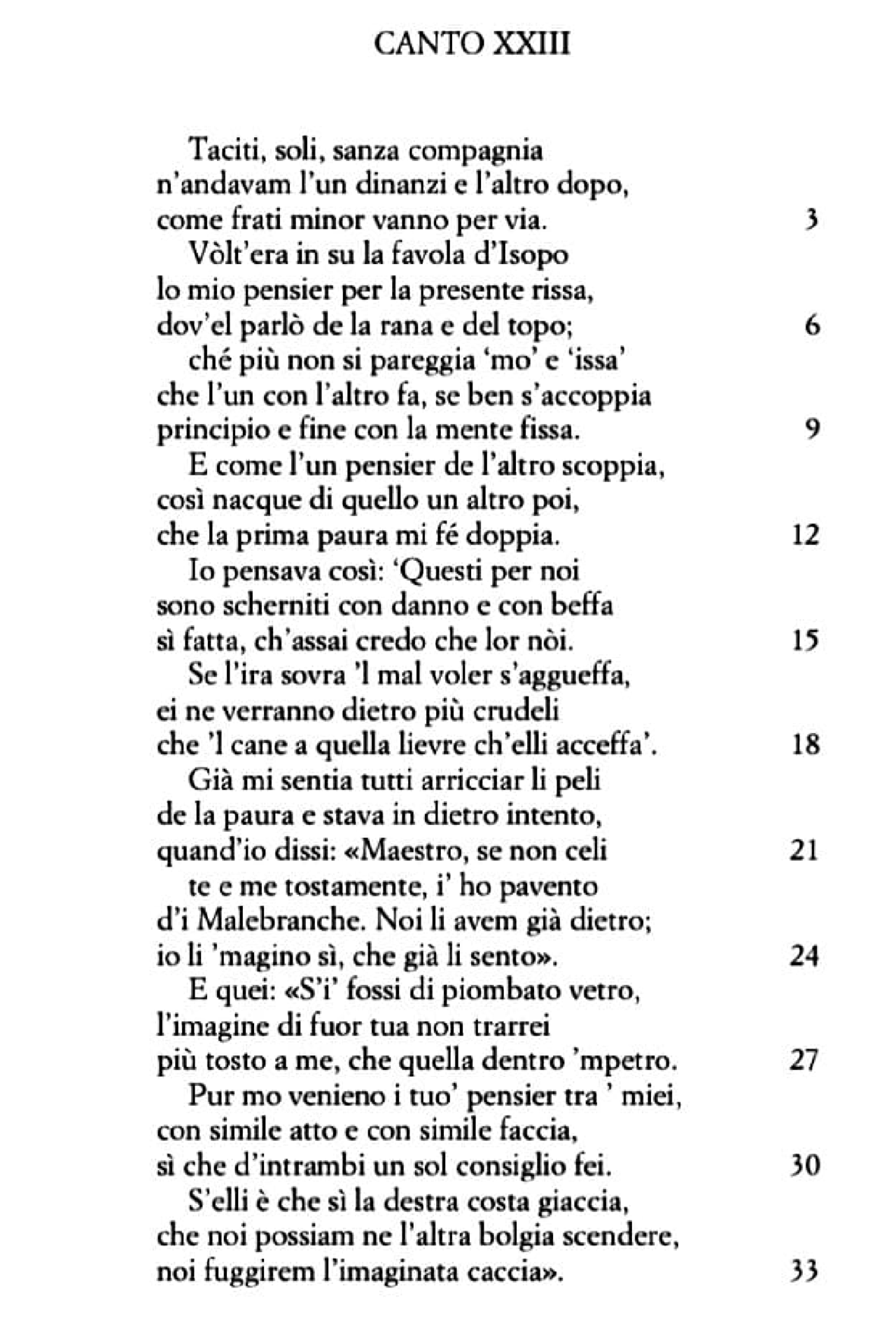 Testo Canto XXIII Divina Commedia Dante - Docsity