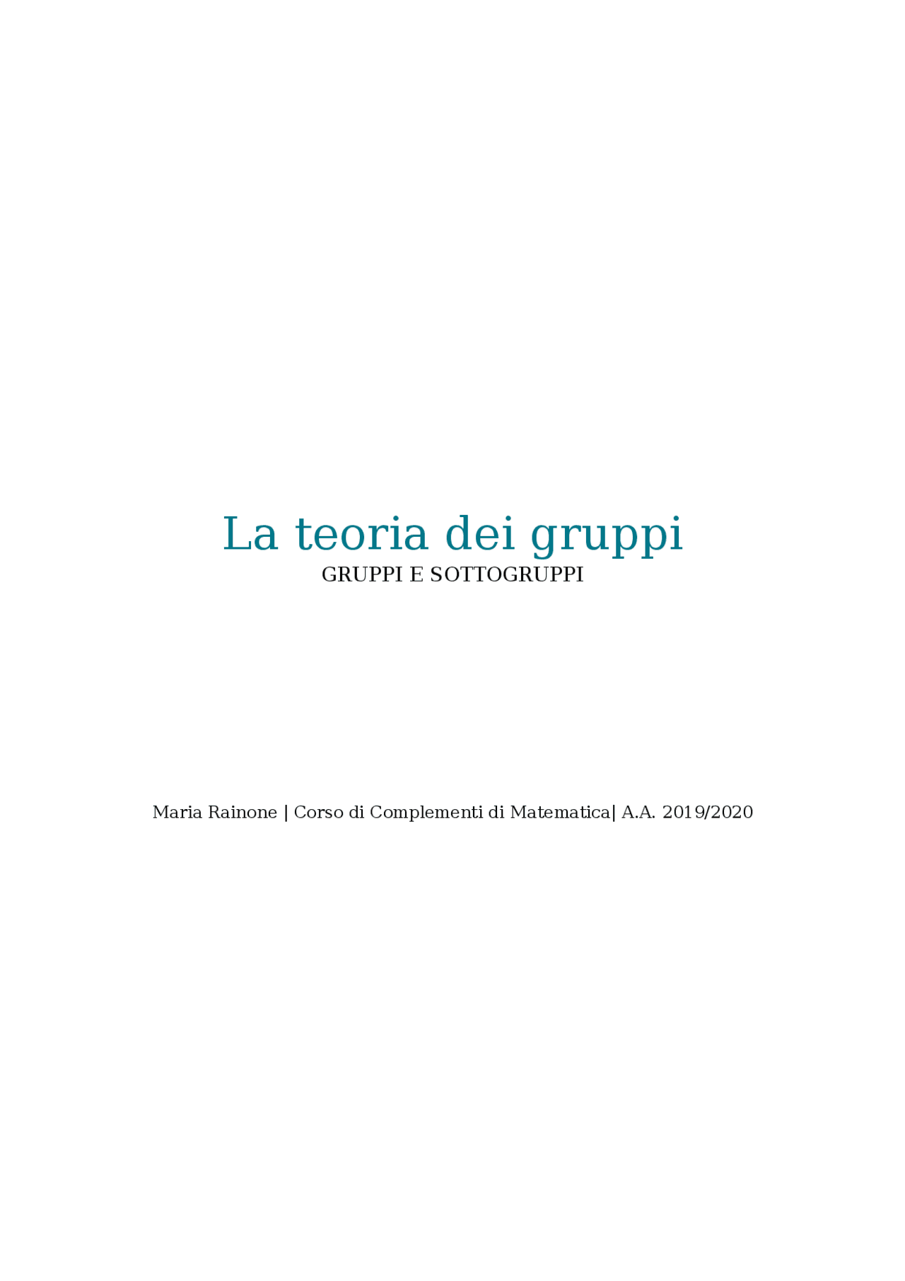 Gruppi E Sottogruppi Docsity