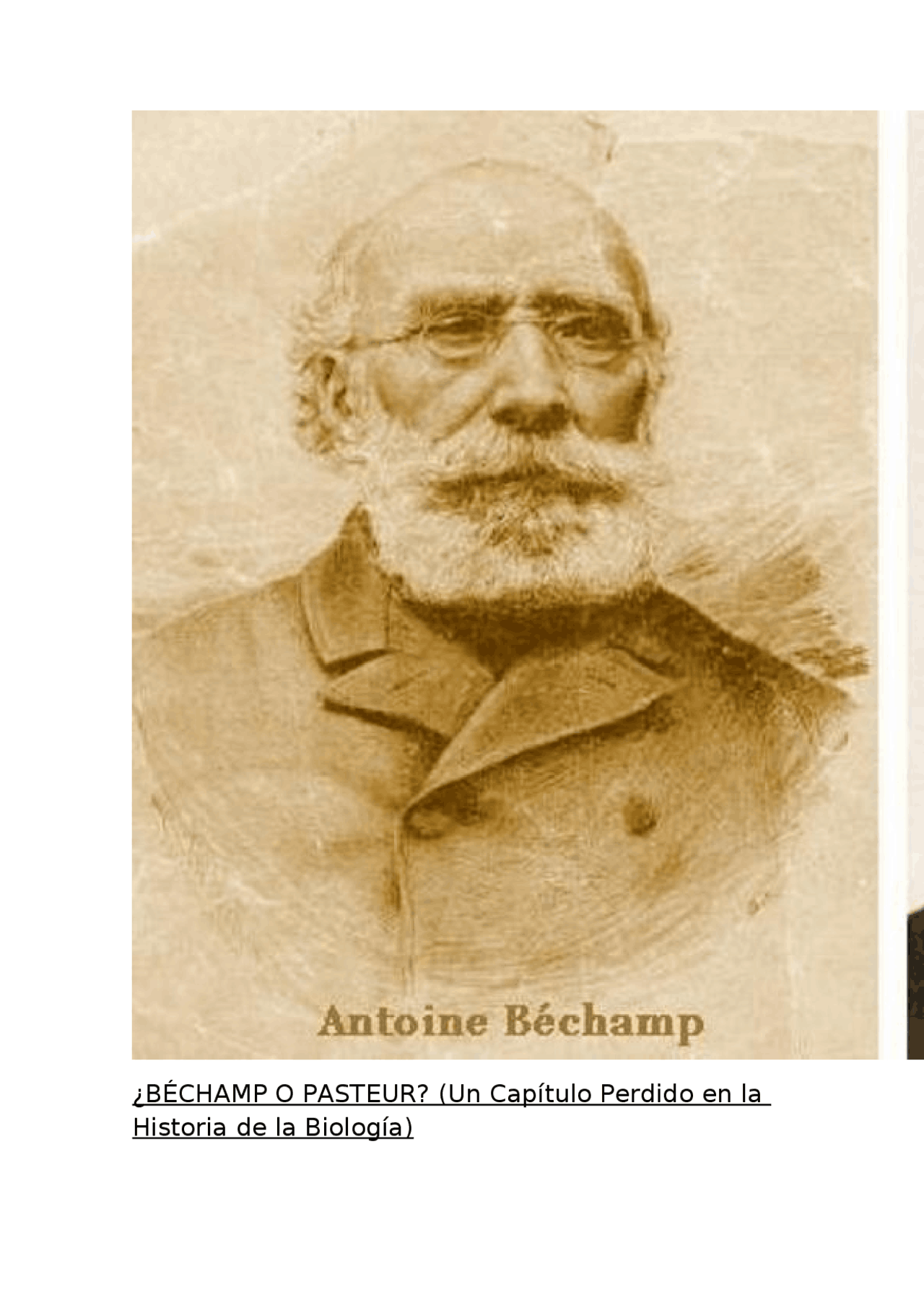 Bechamp o Pasteur, un capitulo perdido de la historia - Docsity
