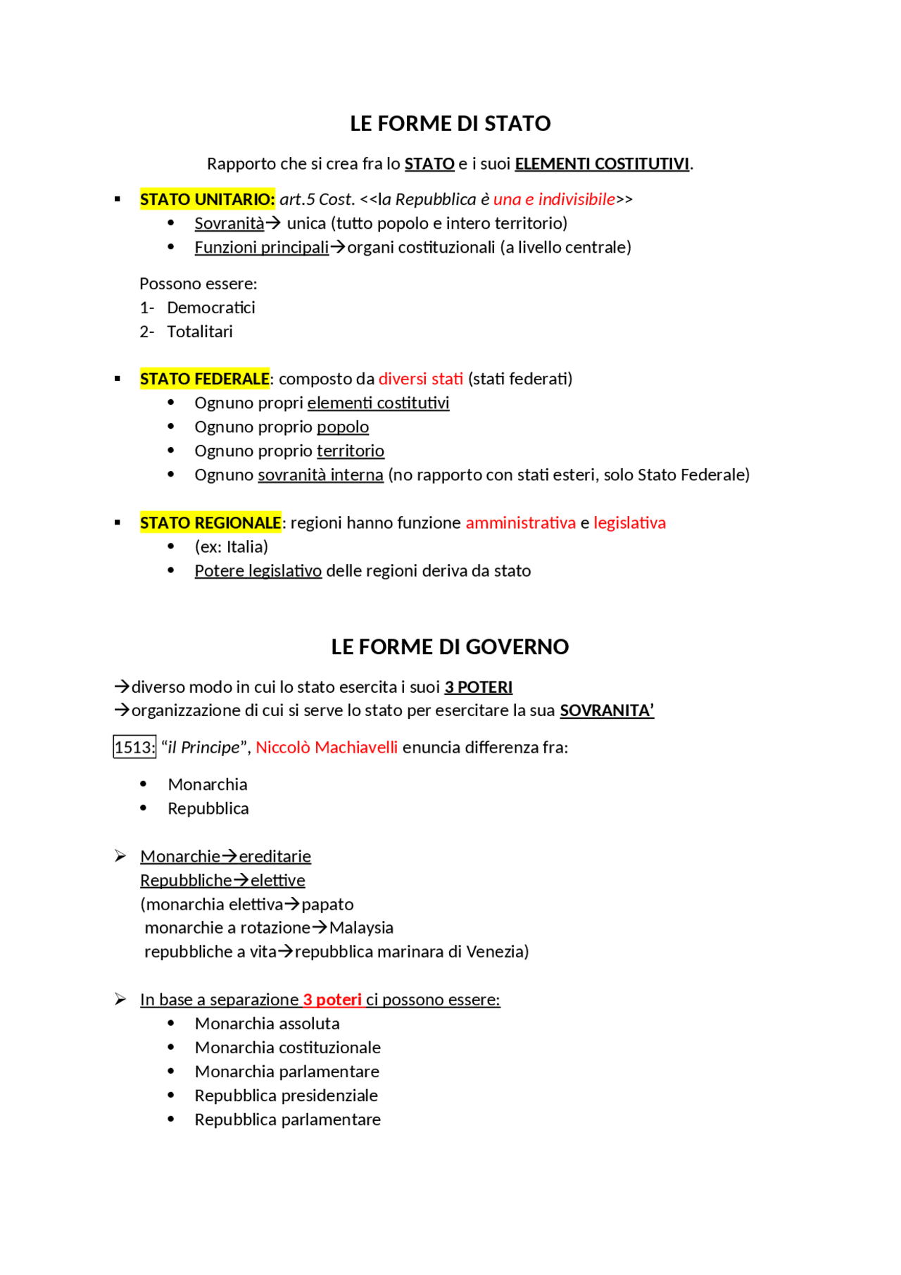 Le Varie Forme Di Stato Docsity