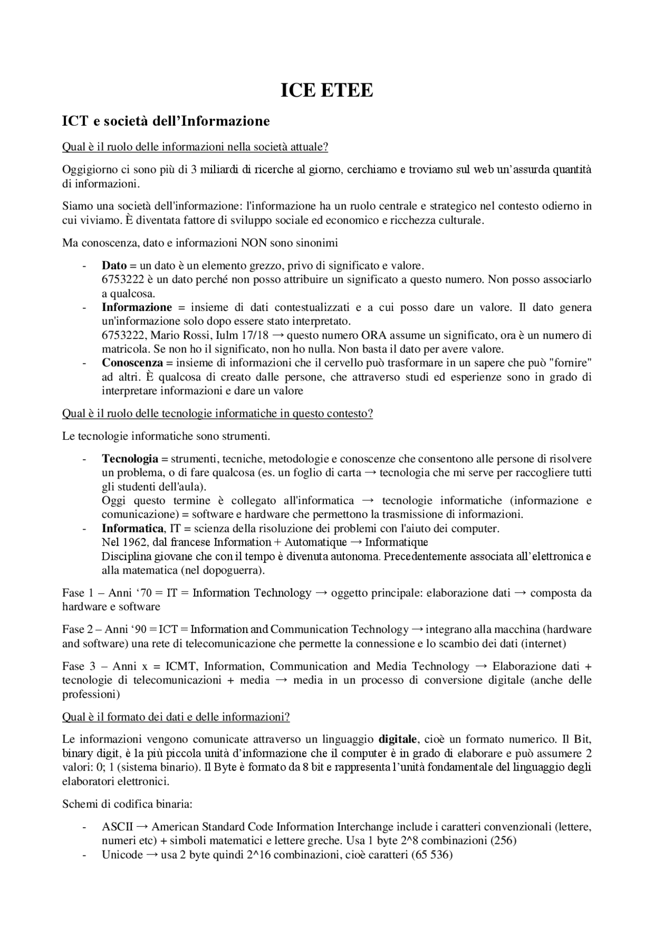 Ict Iulm 1 Anno Appunti Completi Docsity