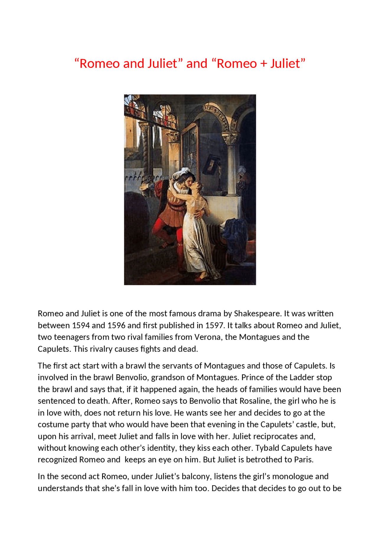 Romeo and Juliet (confronto opera/film) | Guías, Proyectos ...