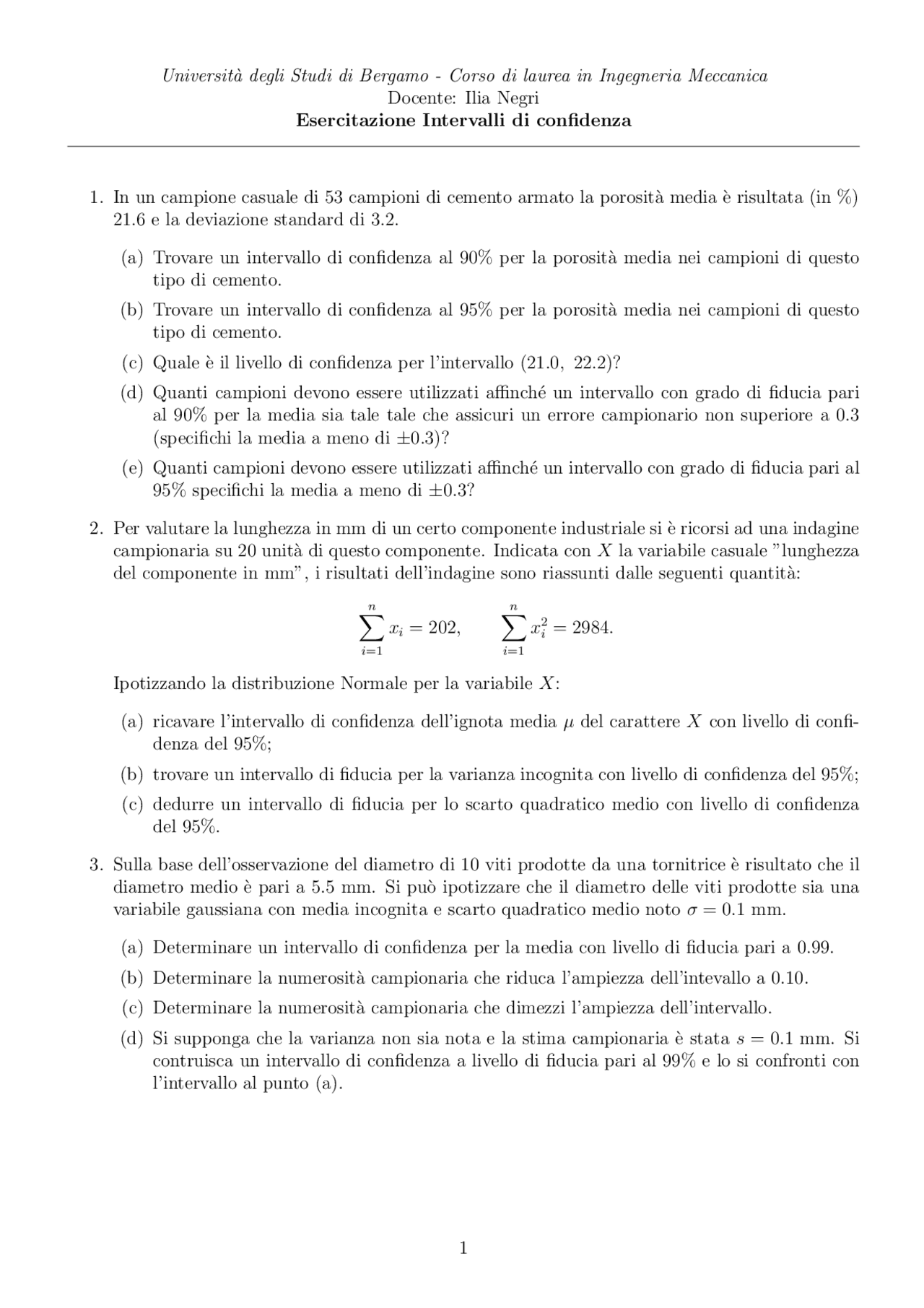 Statistica Regressione Lineare Docsity