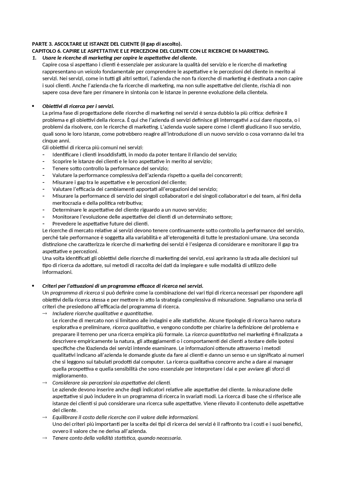 . ASCOLTARE LE ISTANZE DEL CLIENTE (il gap di ascolto). - Docsity