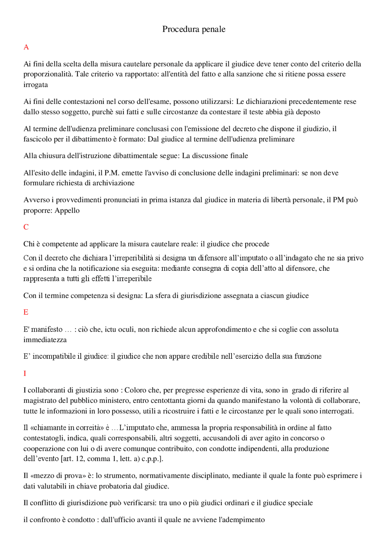 Esame Procedura Penale Pegaso Docsity