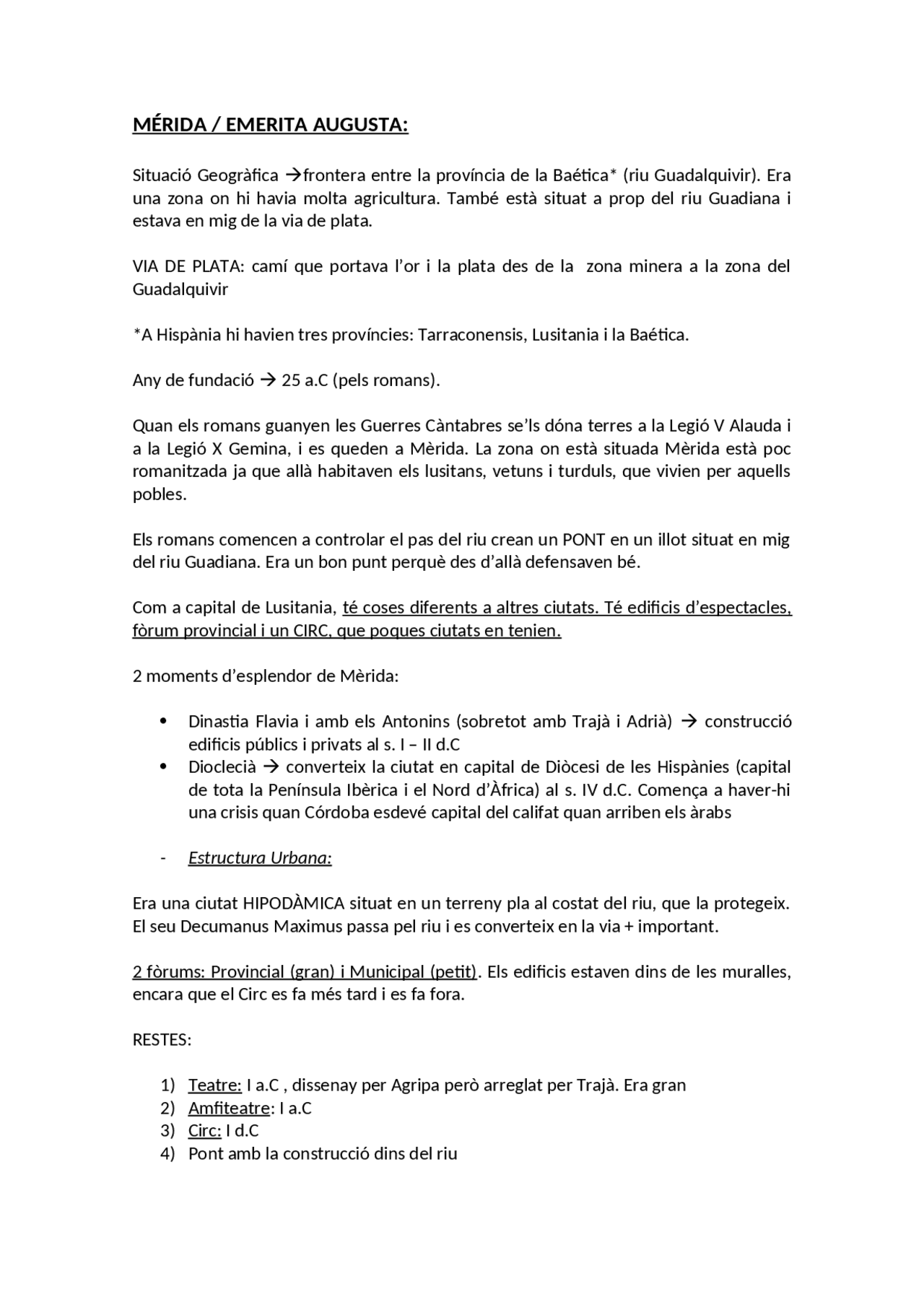 Apunts Mérida Llati Batxillerat Docsity