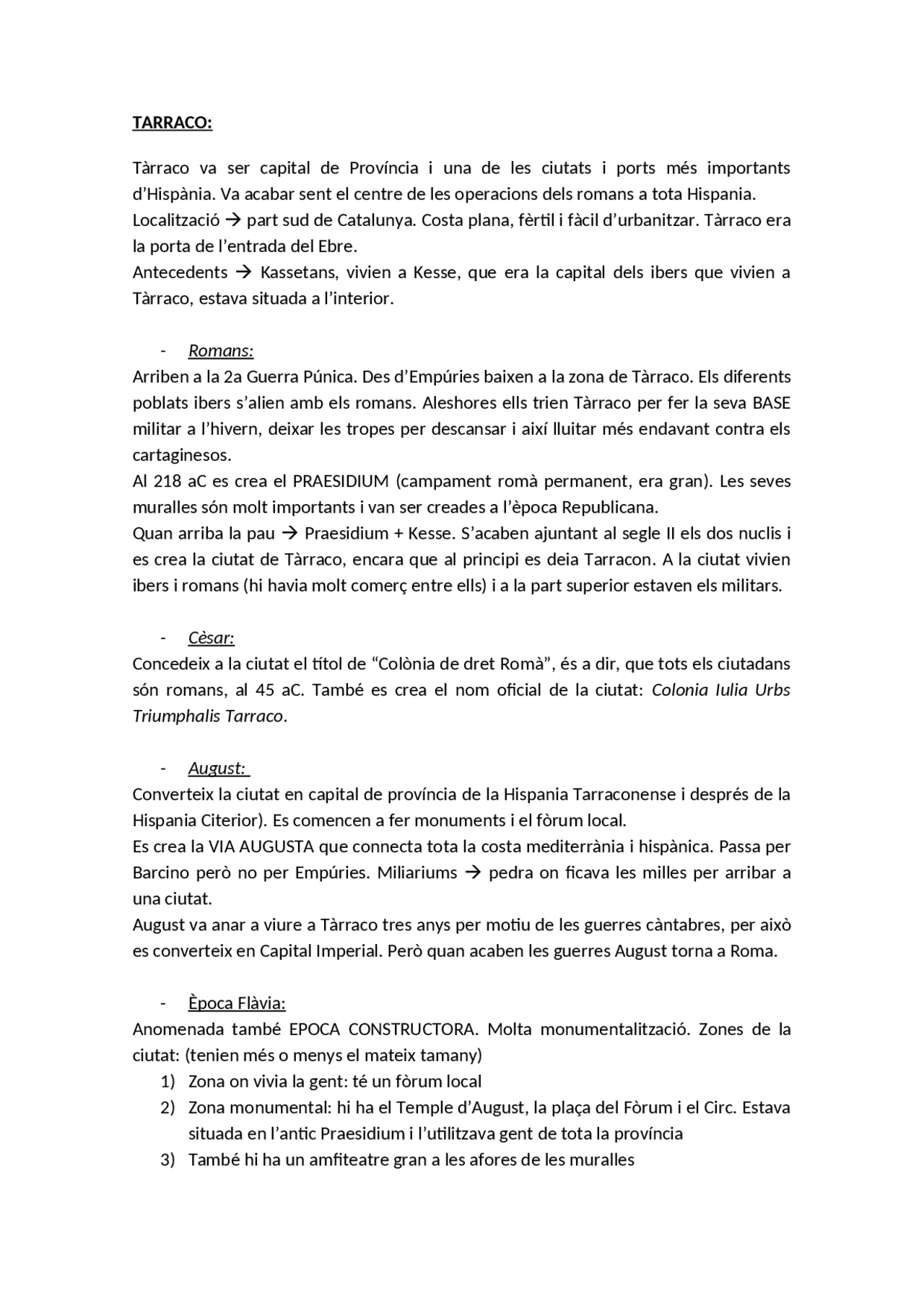 Apunts Sobre Tarraco Llatí Selectivitat Apuntes De Latín Docsity