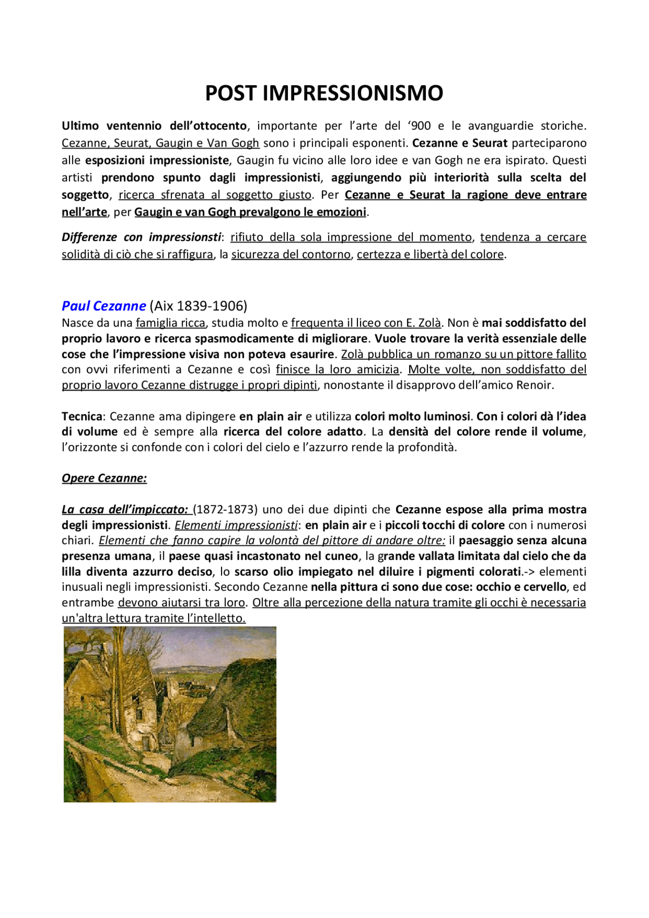 Appunti Post Impressionismo Docsity