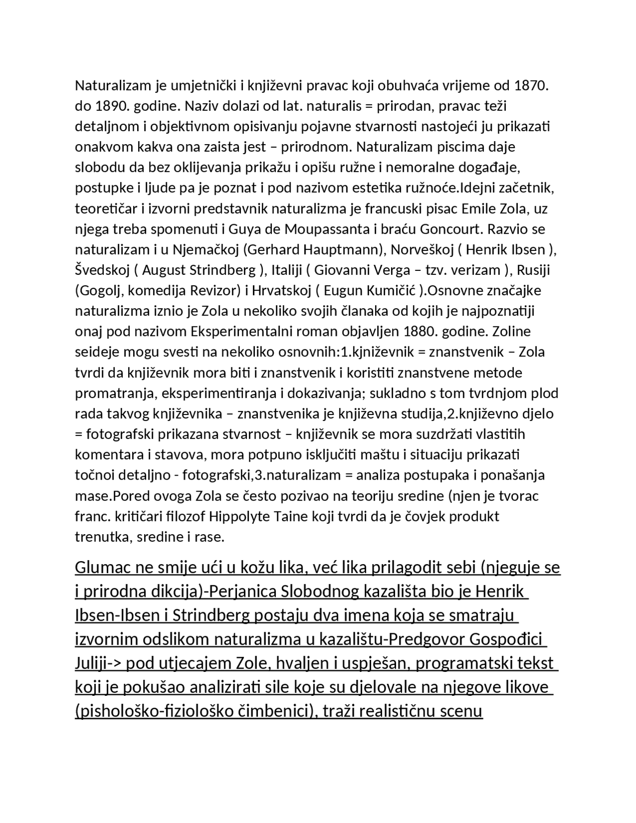 Naturalizam kao pravac | Beleške' predlog Metodologija - Docsity