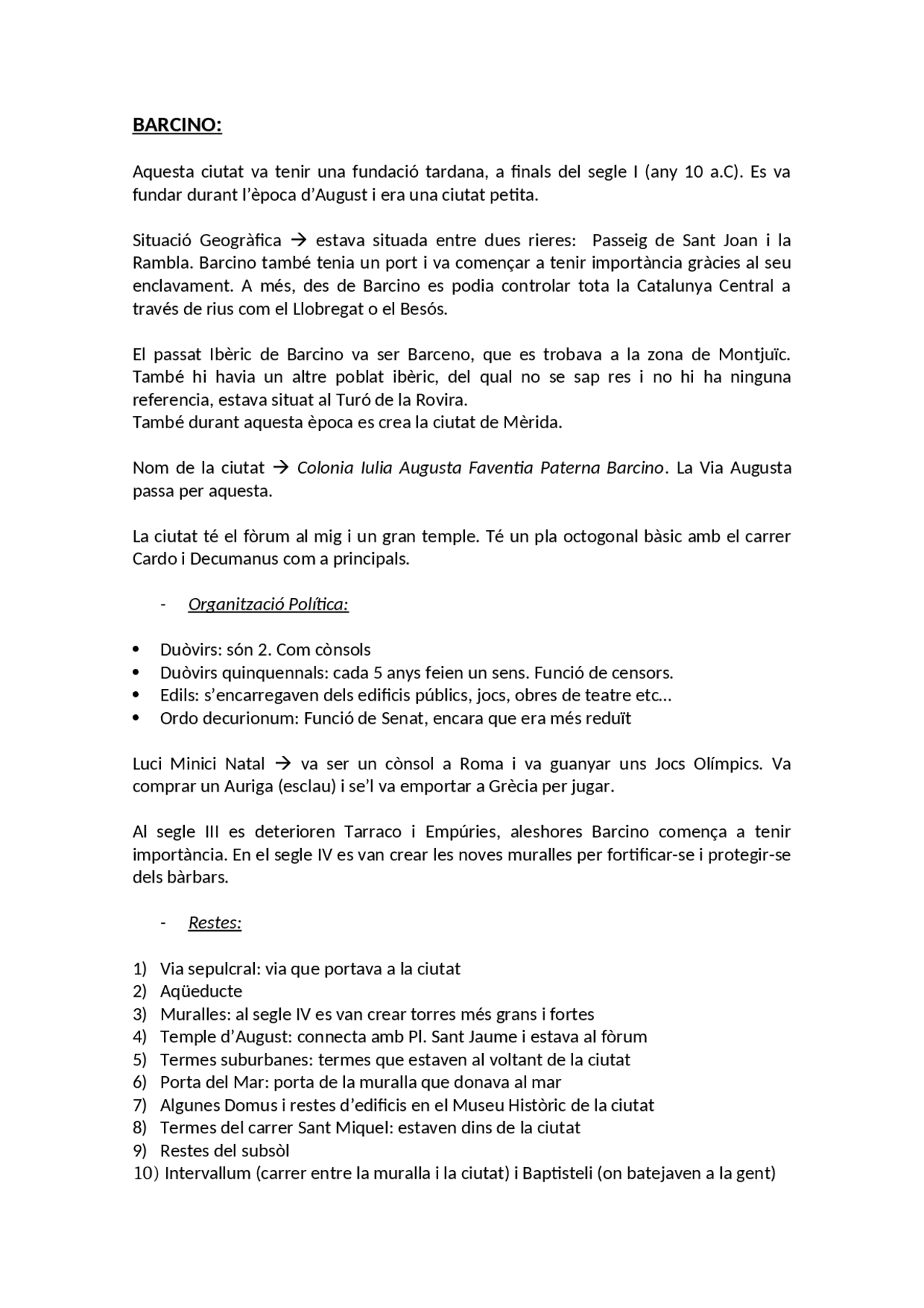 Apunts Barcino Llatí Selectivitat Docsity