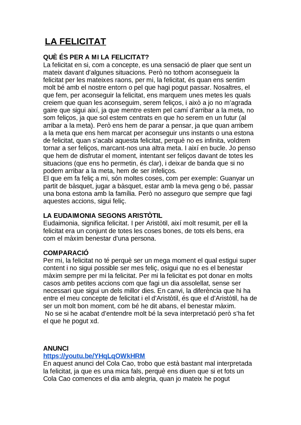 La felicidad En esete documento se pregunta que es la felicidad ...