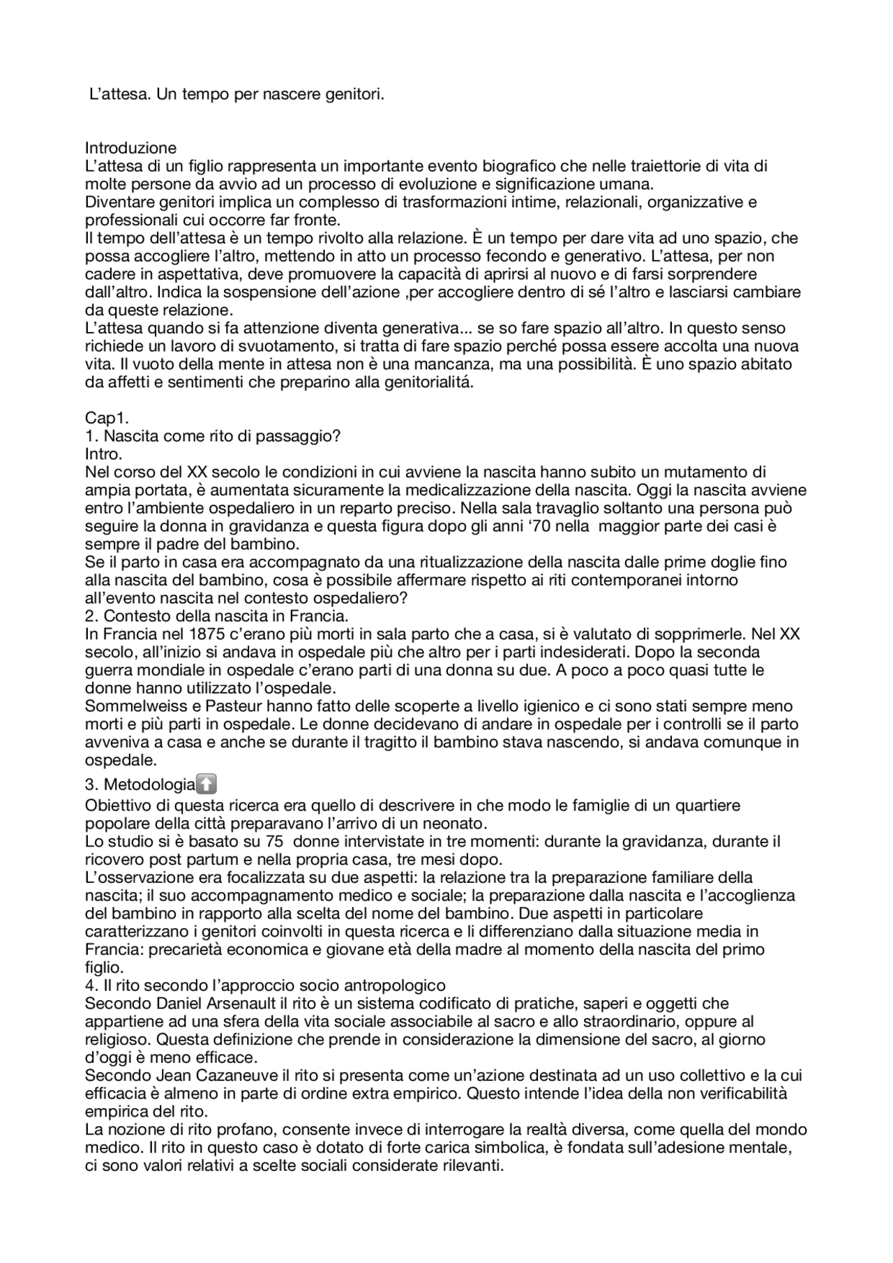 Attesa Un Tempo Per Nascere Genitori Docsity