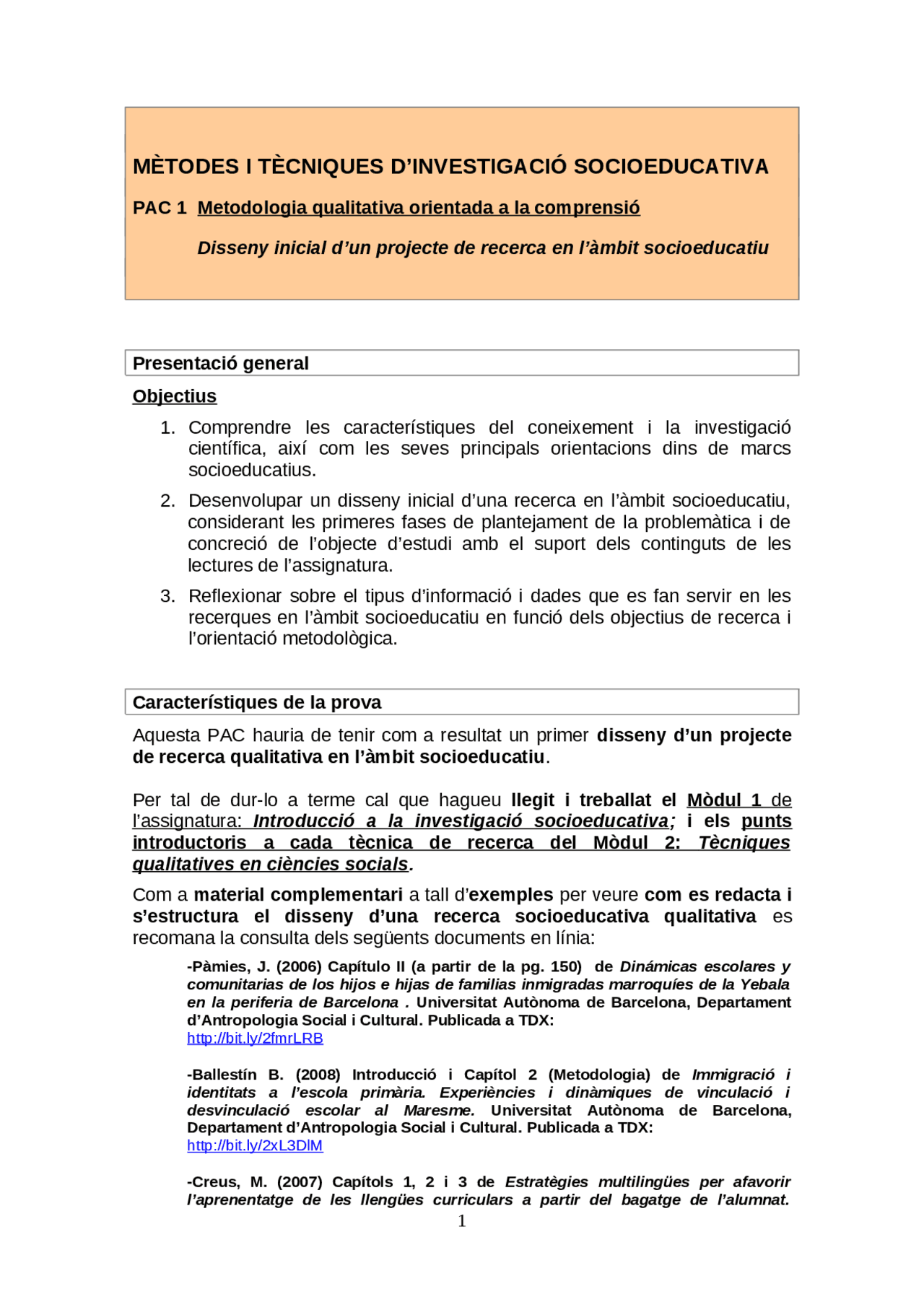 Enunciat Pac 1 MÈtodes I TÈcniques Docsity