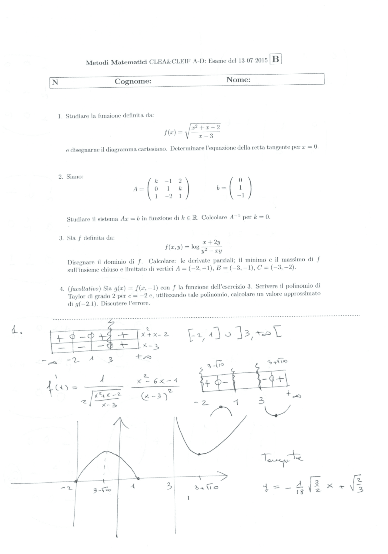 Prove Metodi Matematici Docsity