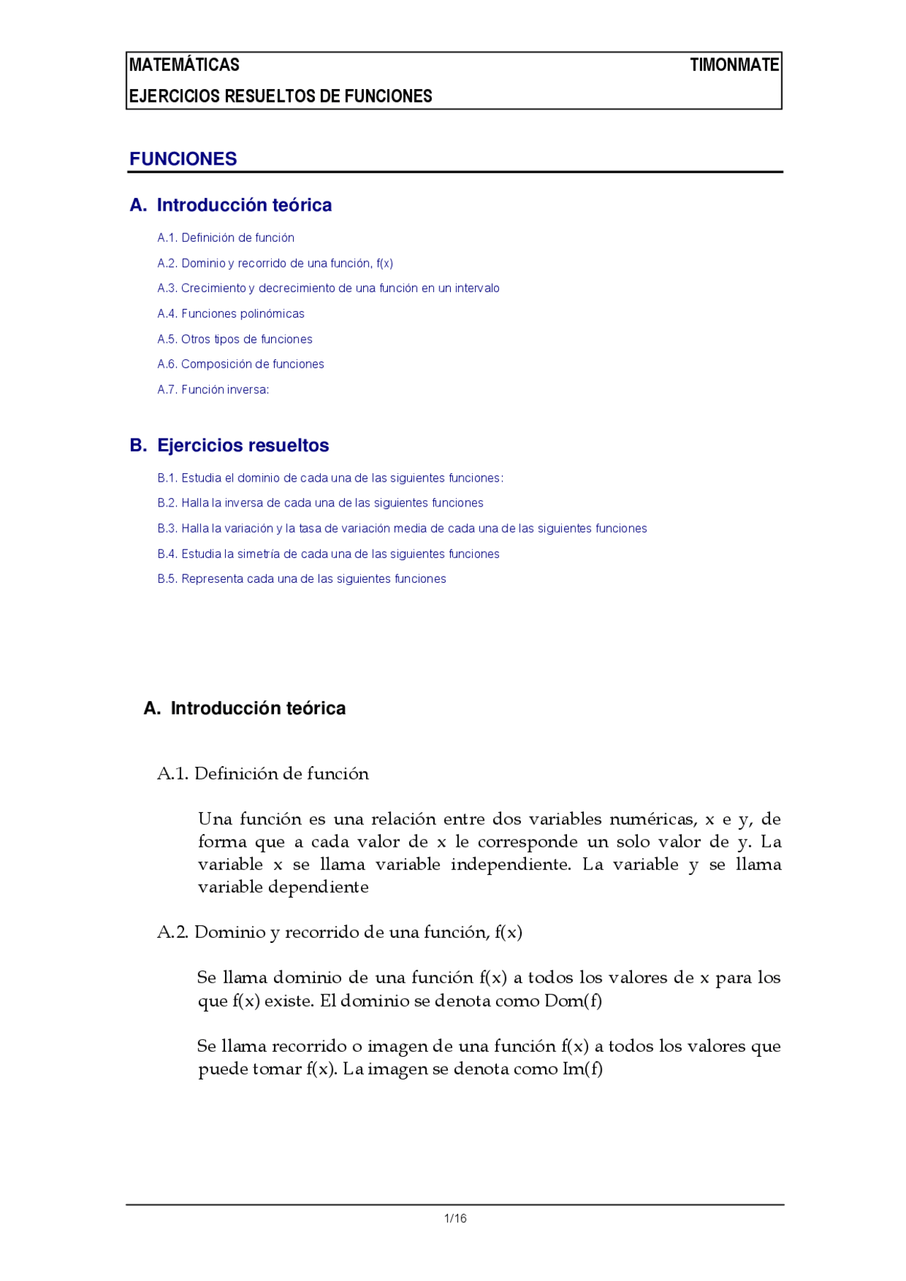 Ejercicios resueltos de funciones - Docsity
