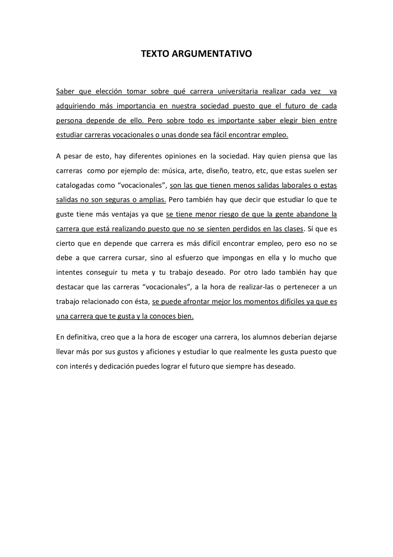 Ejemplo Texto Argumentativo Ejercicios De Lengua Y Literatura Docsity