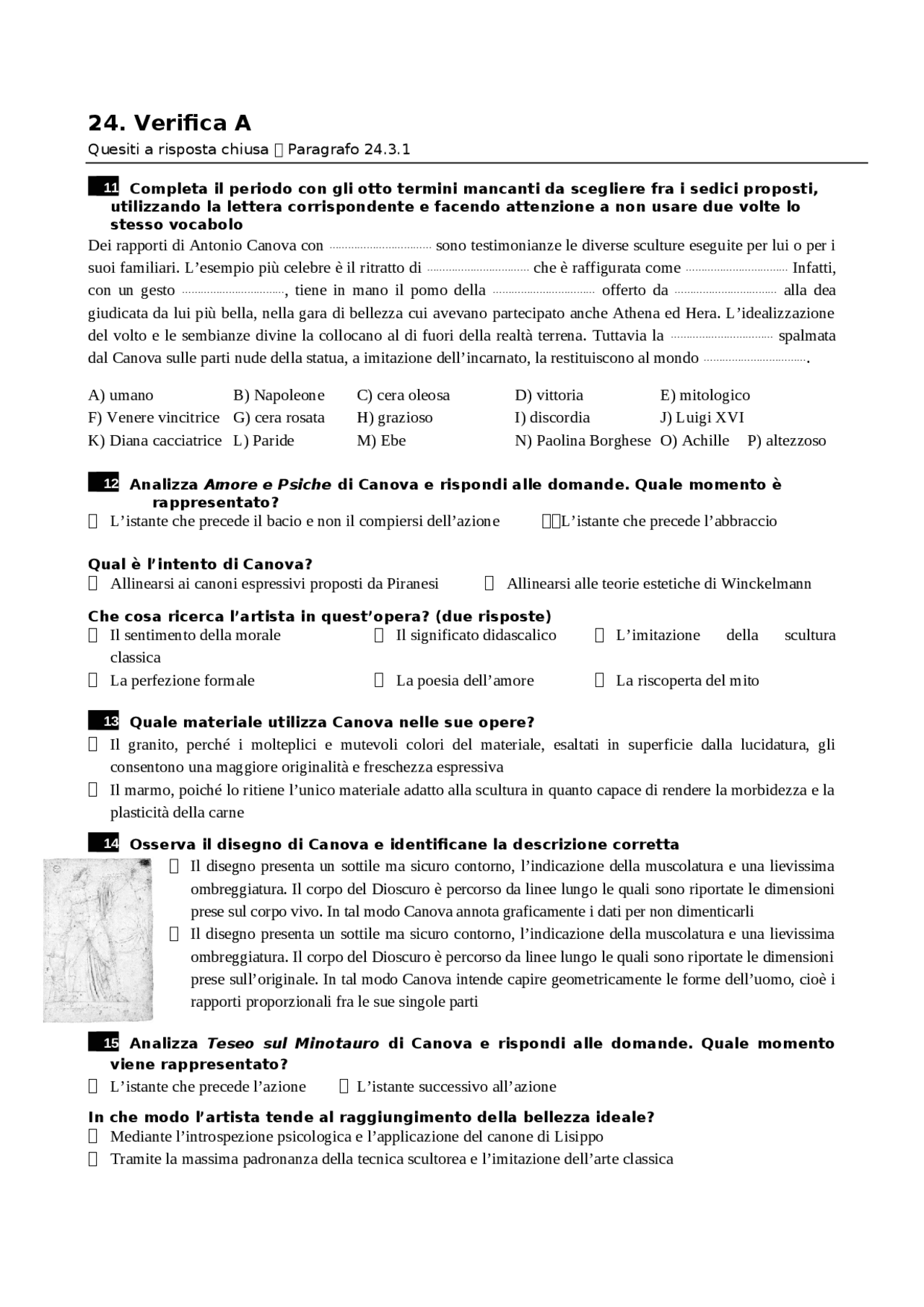 Verifica A Su Dei Rapporti Di Antonio Canova Docsity