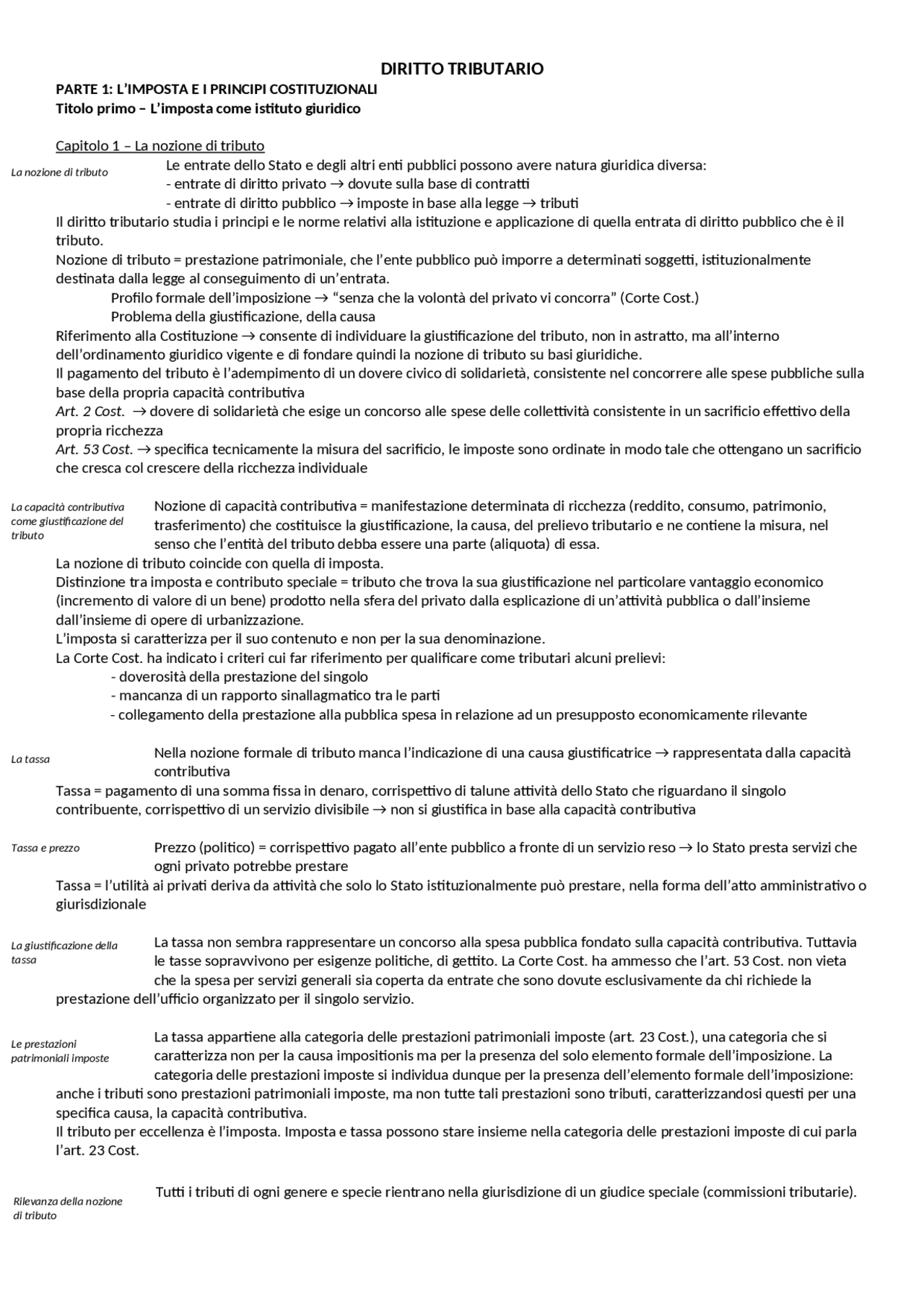 Riassunto Manuale Di Diritto Tributario Docsity