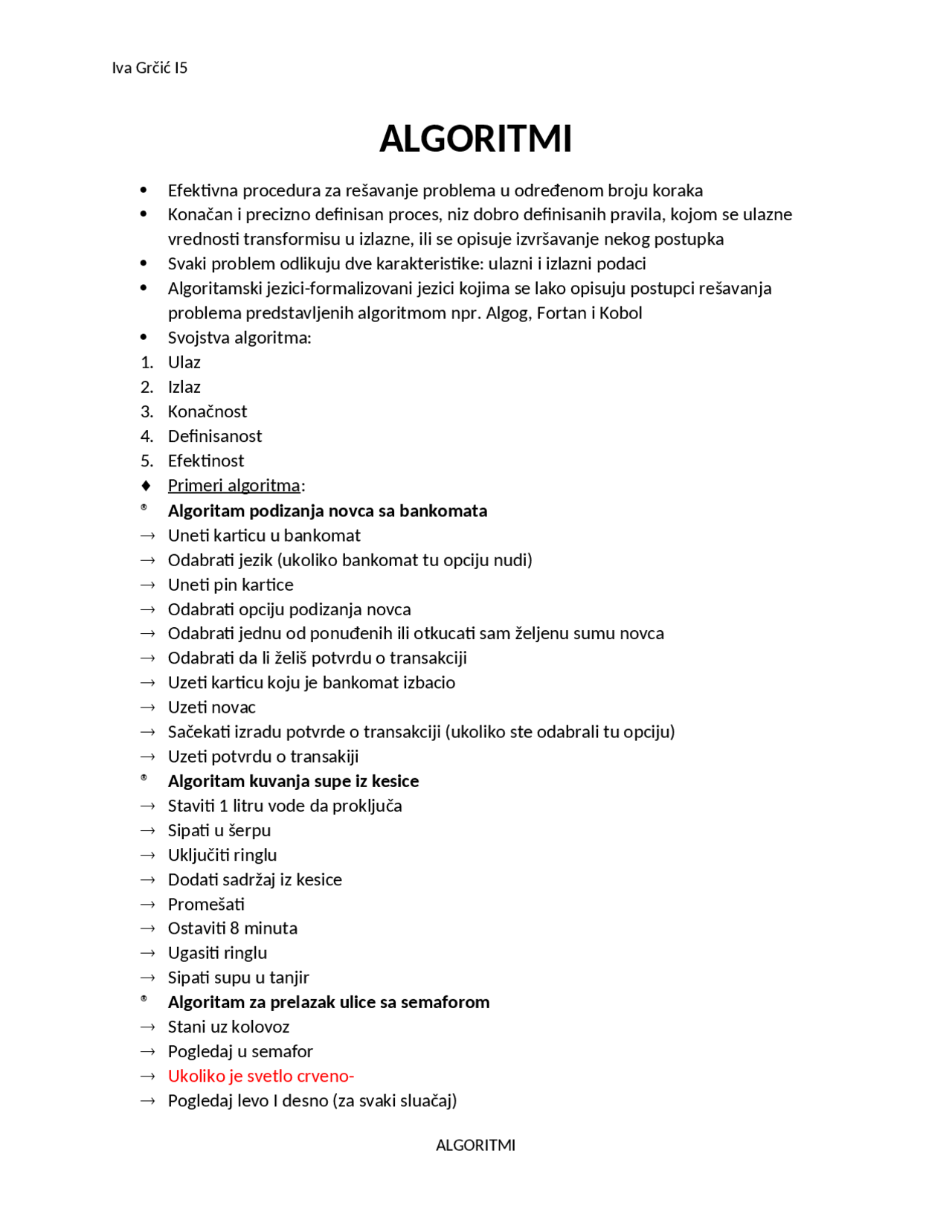 Algoritmi-Prvi razred gimnazije informatika | Skripte' predlog ...