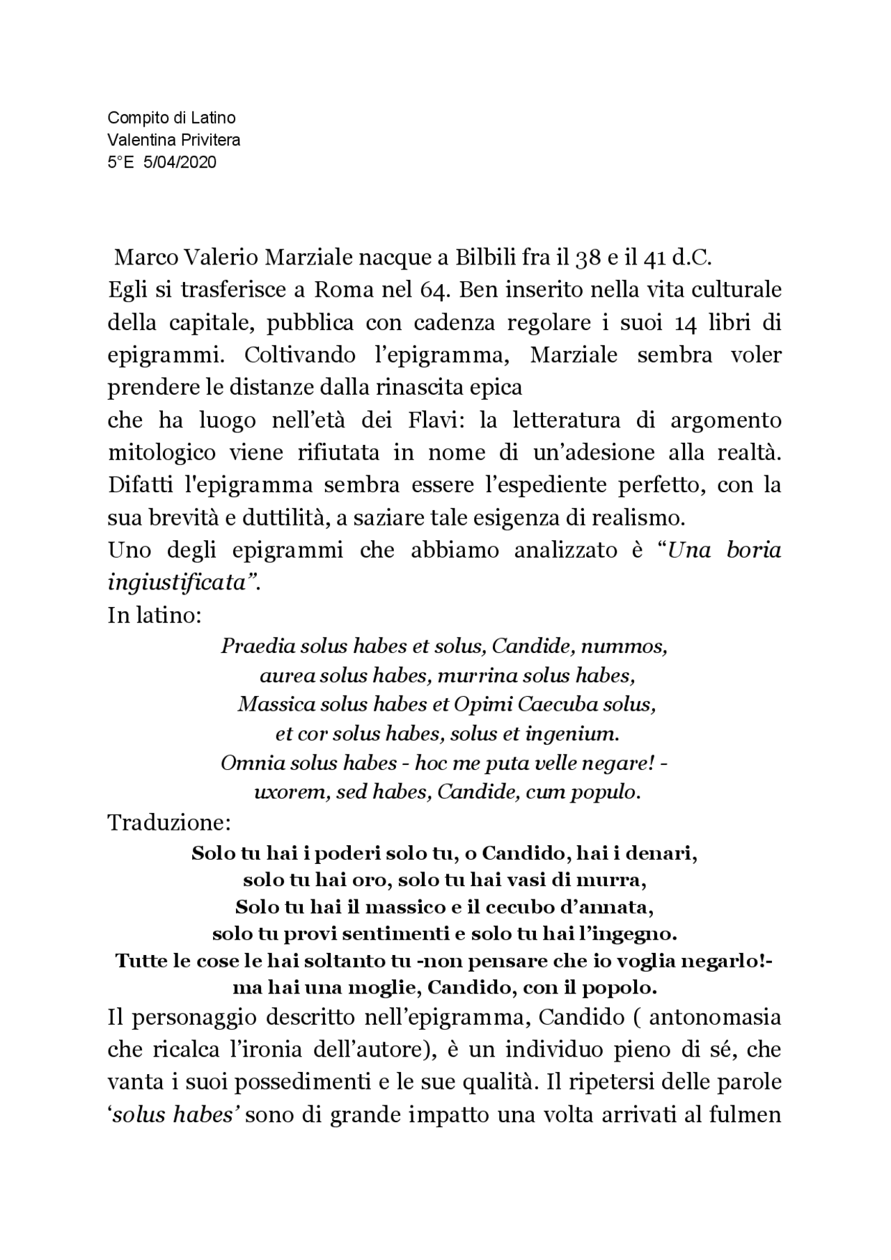 Marziale e l'epigramma - Docsity